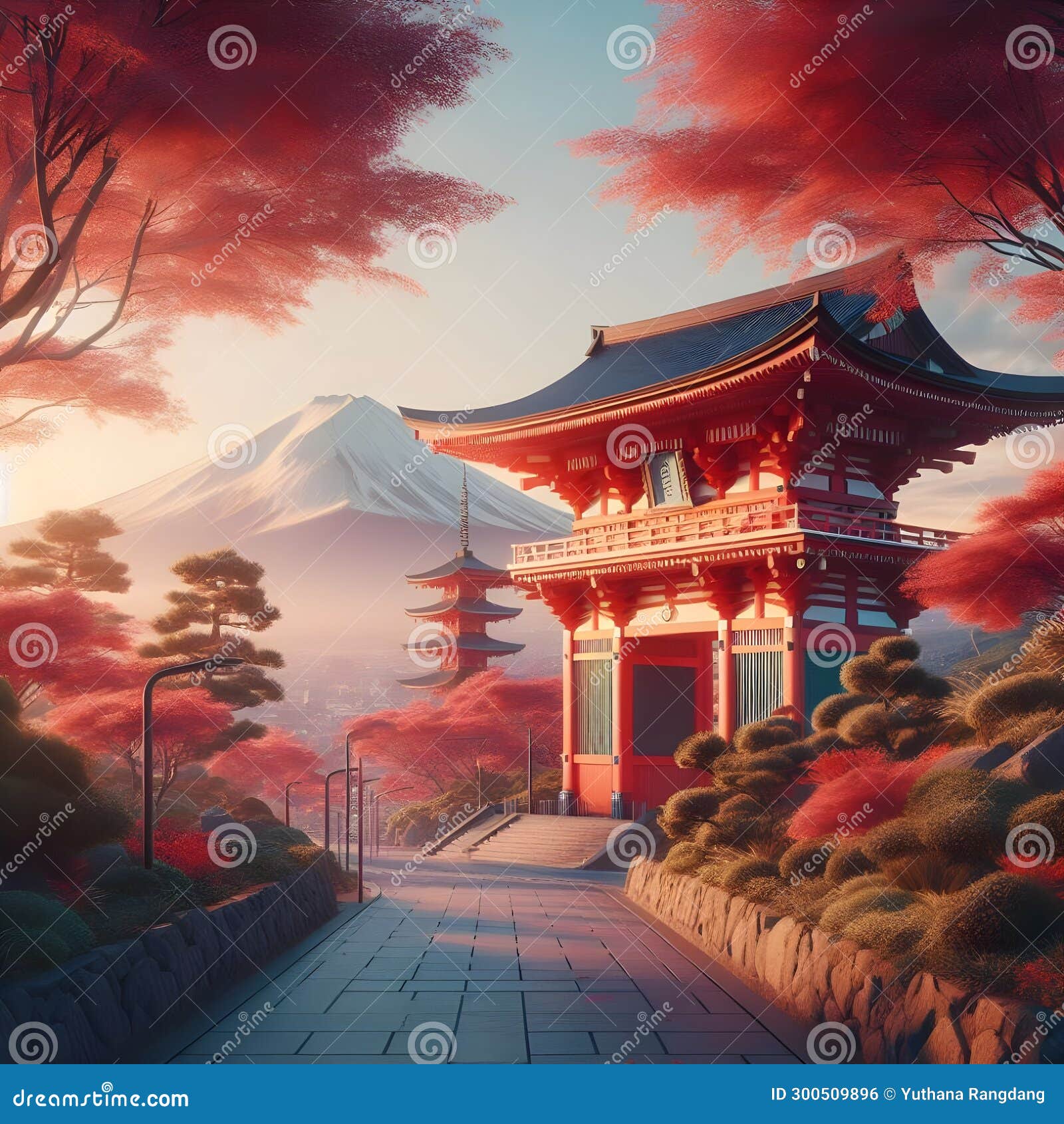 Torri Gate , Fuji Mountain Background. Stock Photo - Image of gate ...