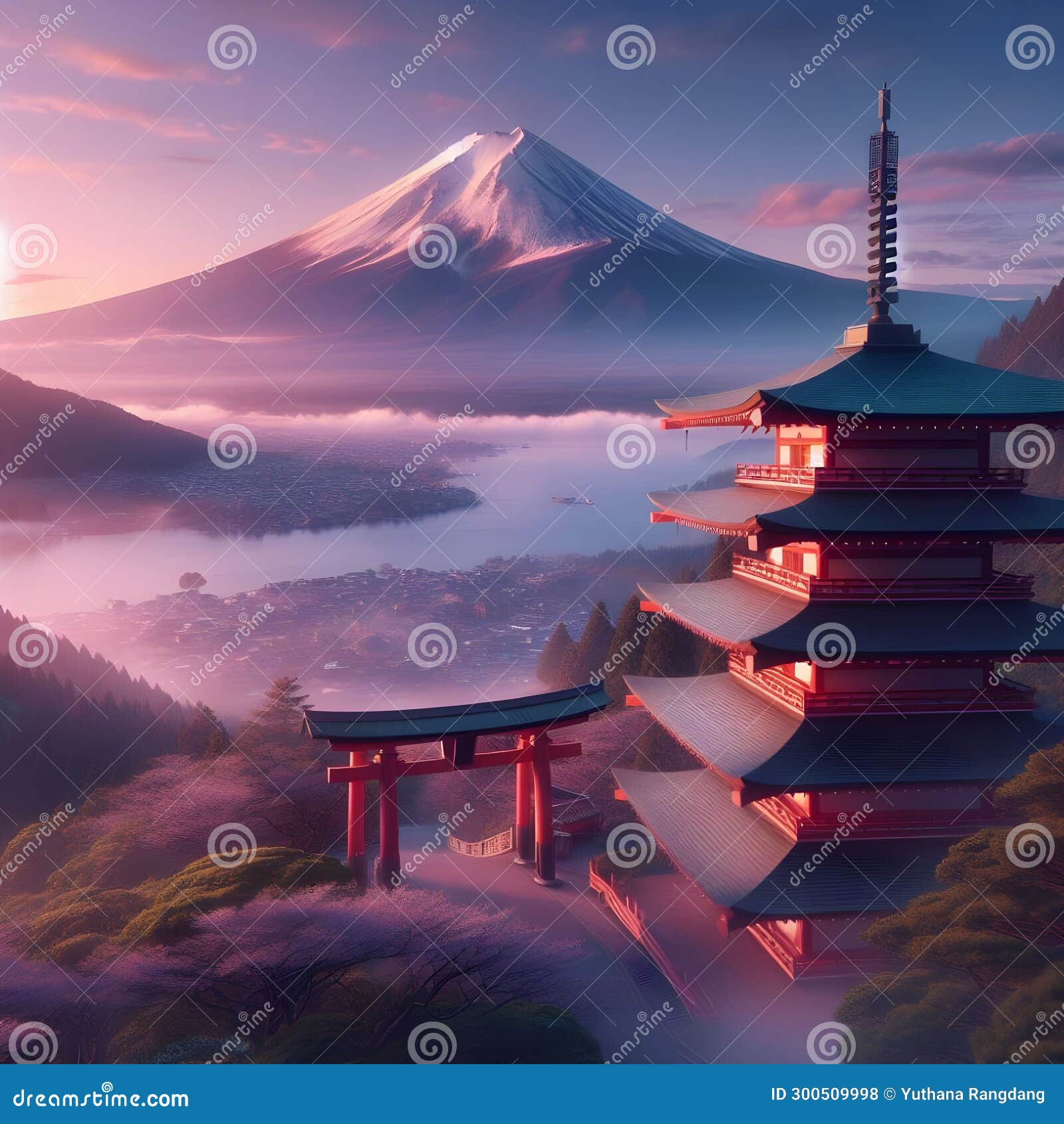 Torri Gate , Fuji Mountain Background. Stock Photography ...