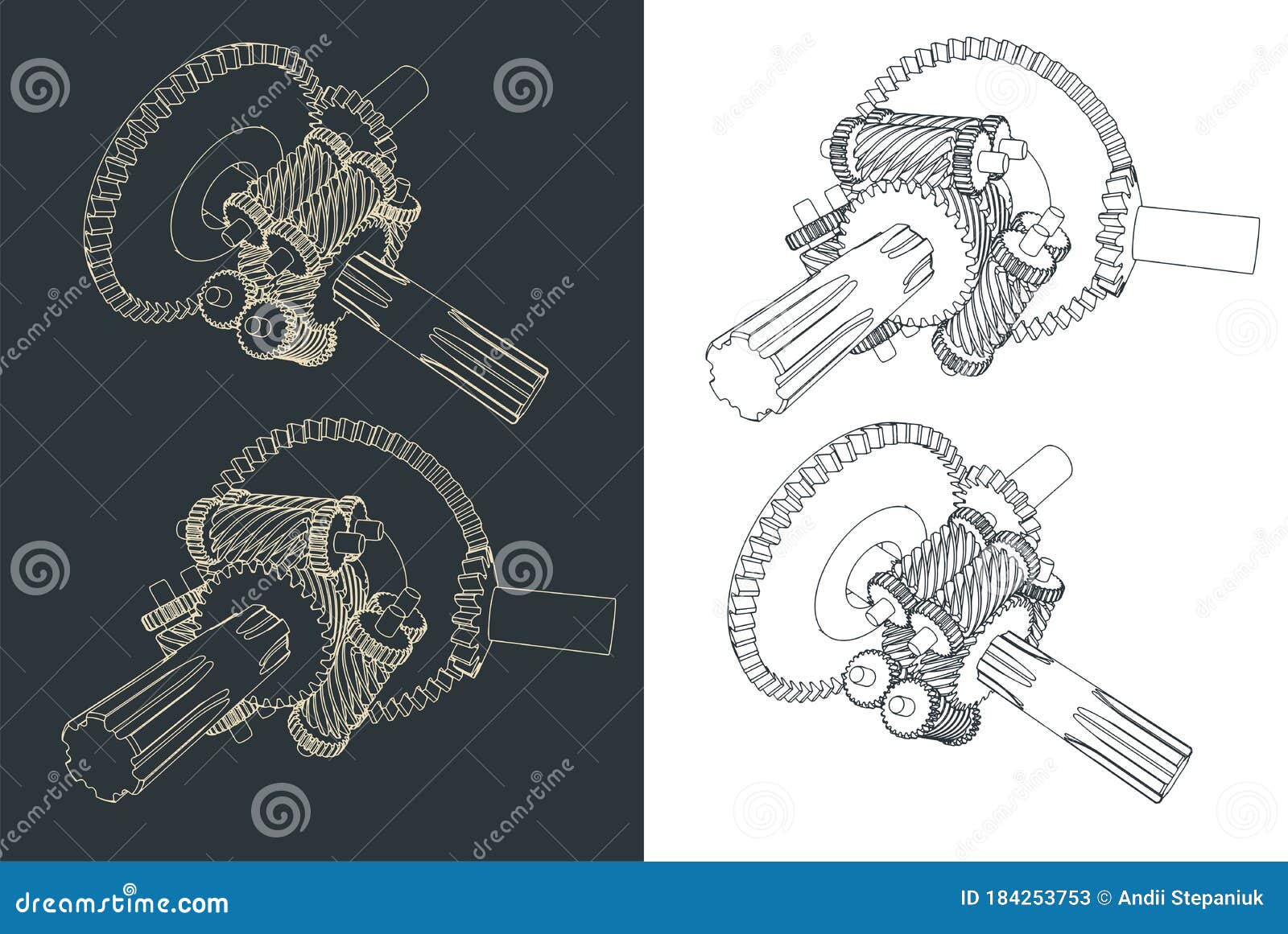Gearing Differential Vintage Illustration Cartoon Vector ...
