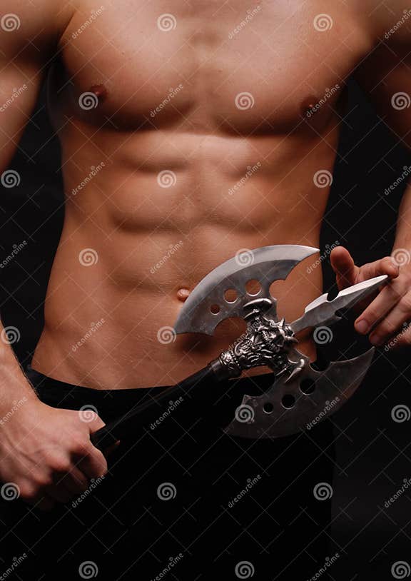 Torso with an axe stock image. Image of healthy, bodybuilder - 24563847