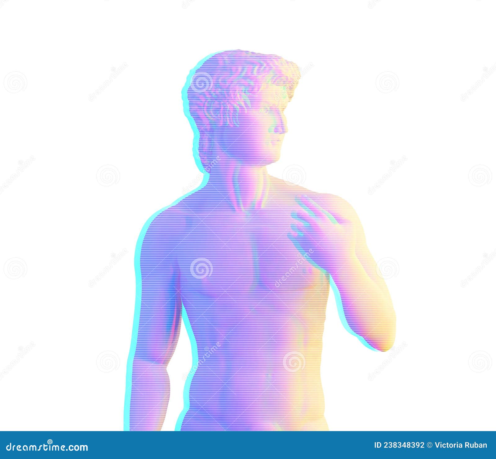 Torso of David with Glitch Effect Stock Illustration - Illustration of ...