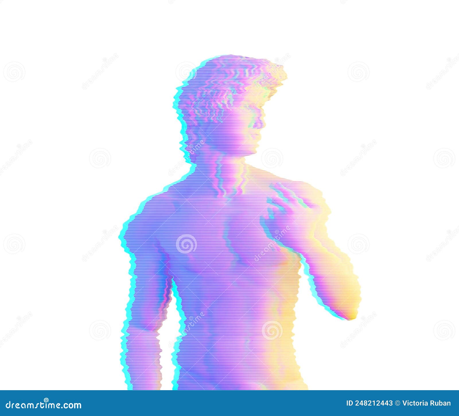 Torso of David with Glitch Effect Stock Illustration - Illustration of ...