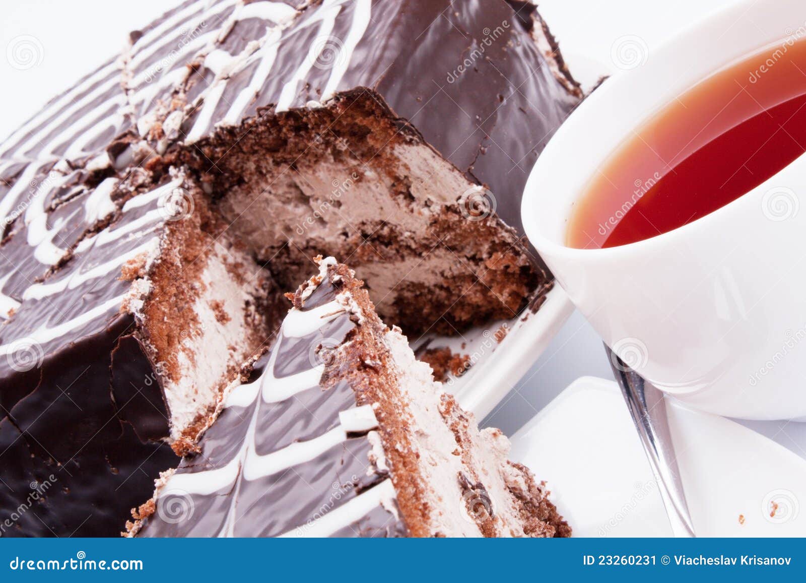 Torta y taza de chocolate imagen de archivo. Imagen de desayuno - 23260231