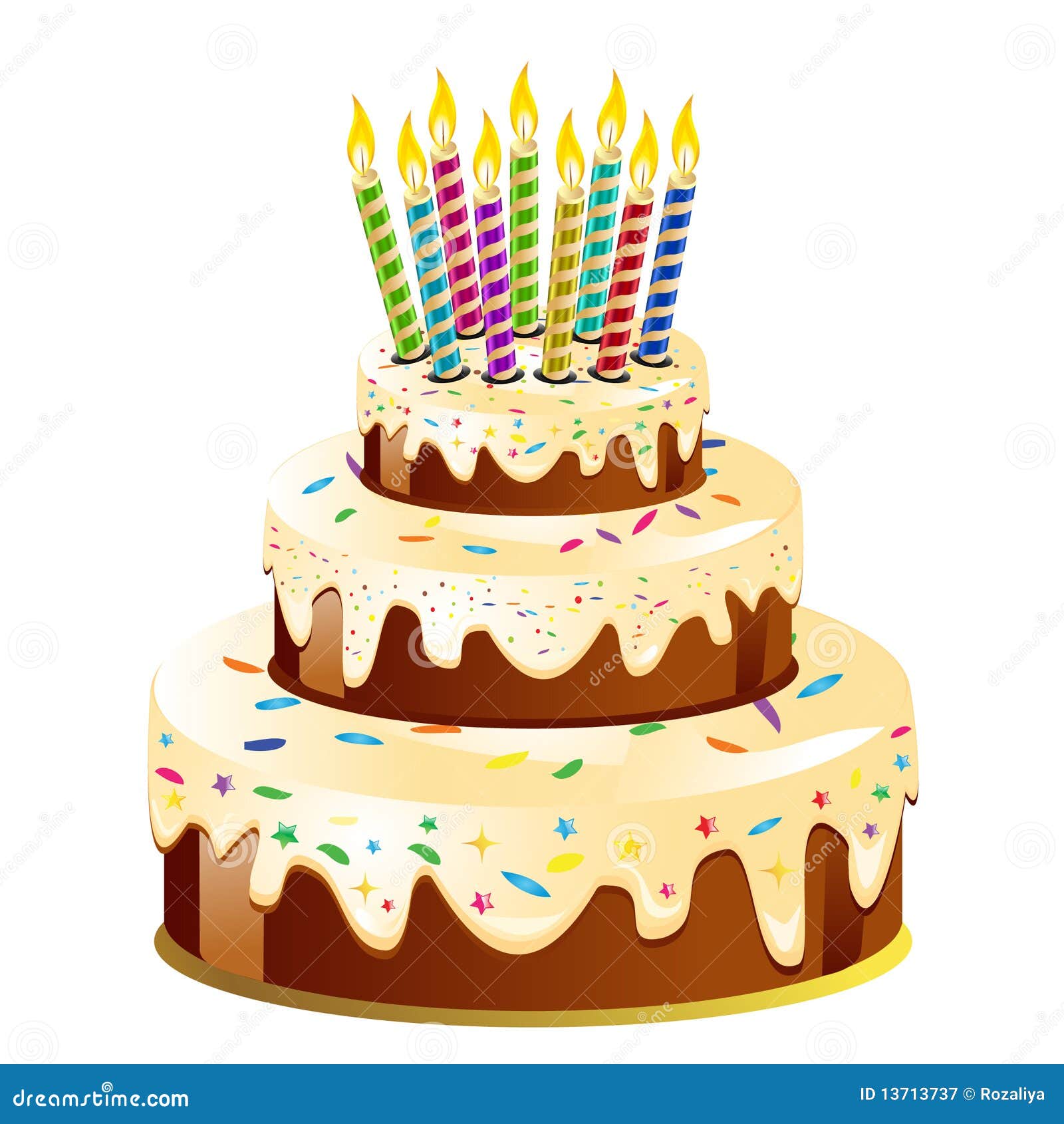 Torta y vela de cumpleaños ilustración del vector. Ilustración de crema ...