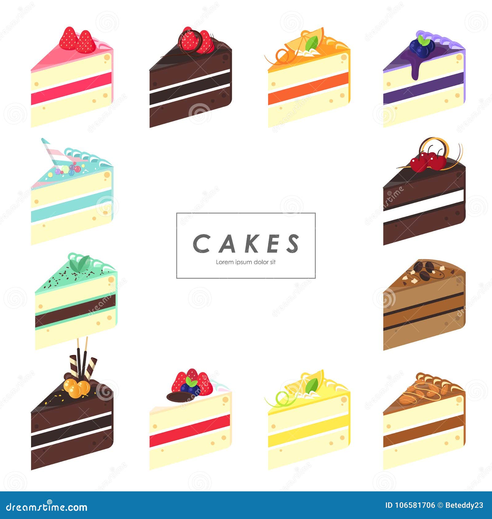 Tortas del vector fijadas ilustración del vector. Ilustración de vector ...