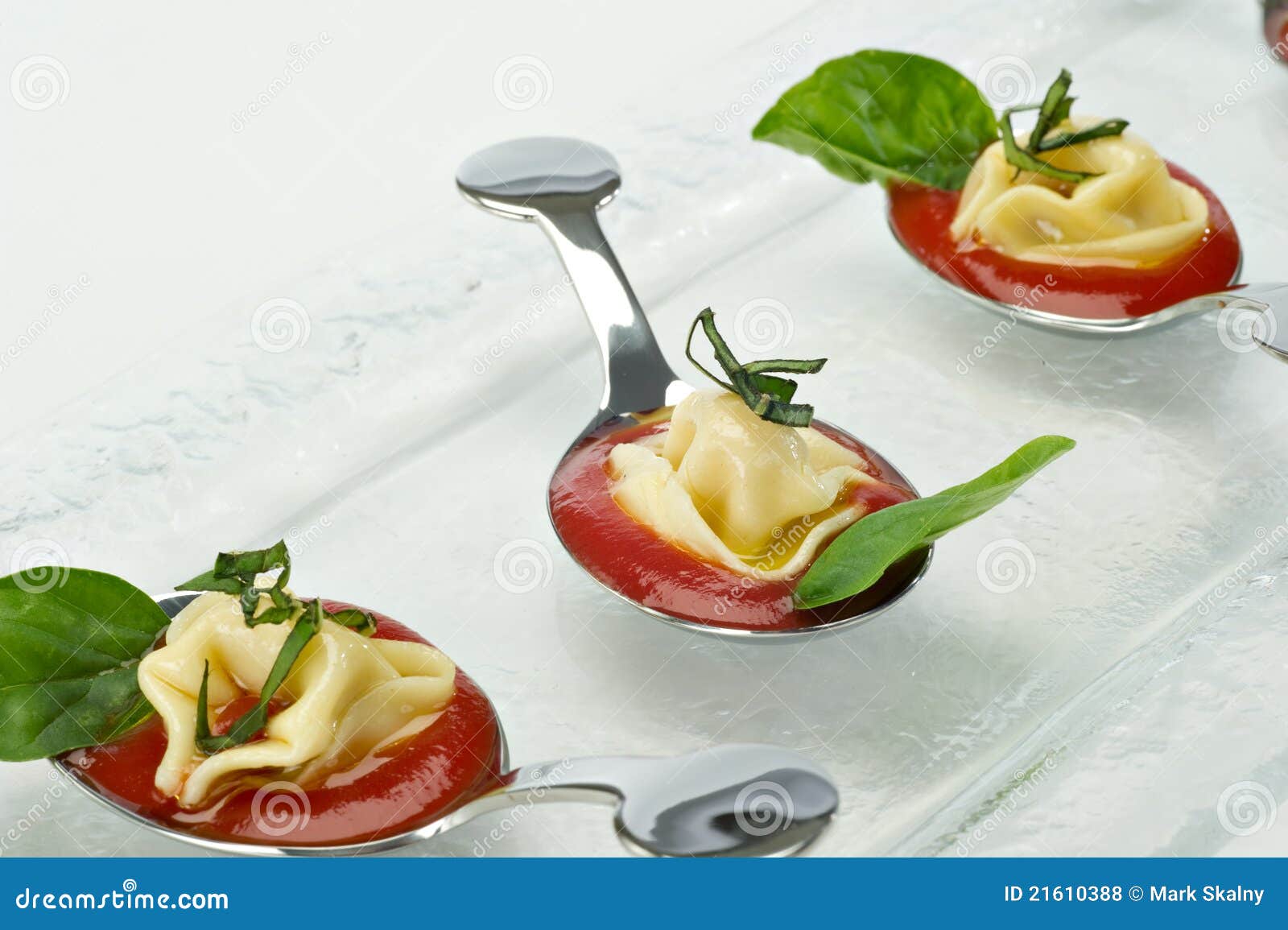 Tortellini Tasting Spoons Appetizer Stock Photo - Image of tasting ...