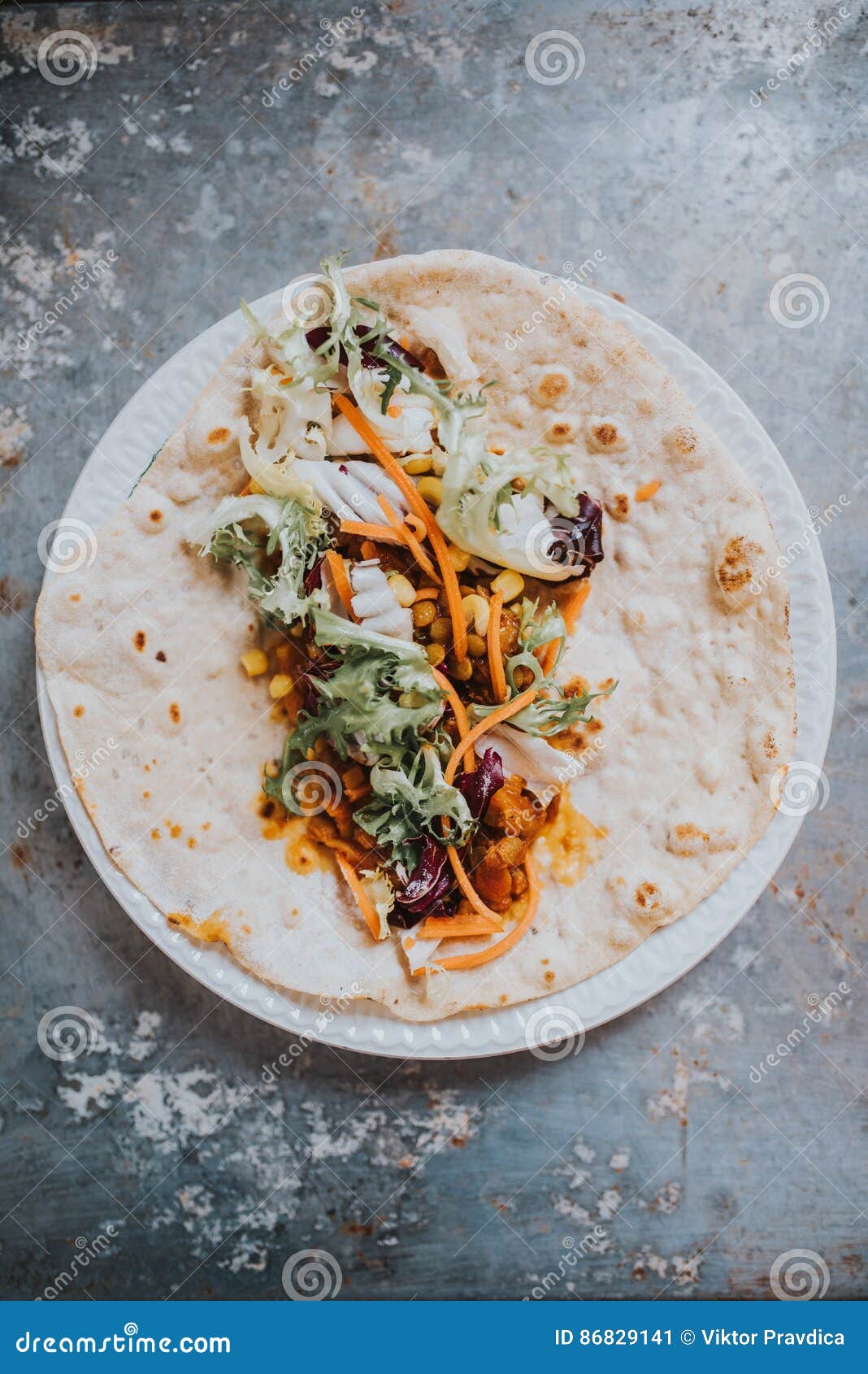 Tortilla Bread Ready To Be Wrapped Stock Image - Image of salad, plate ...
