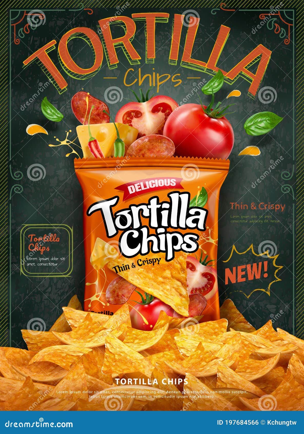 Tortilla Corn Chips Packet Bag, Isolated On White Background Vector ...