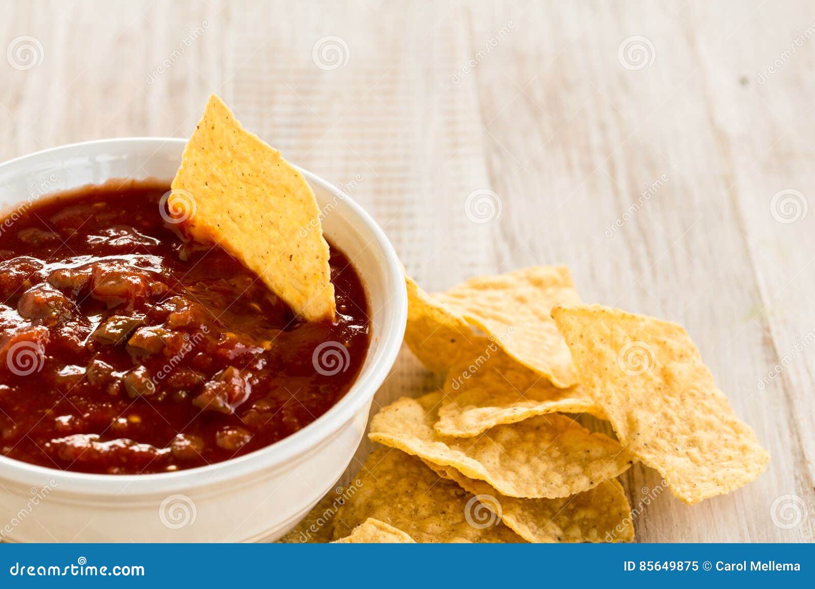 Tortilla Chips and Salsa in White Bowl Stock Image - Image of mexican ...