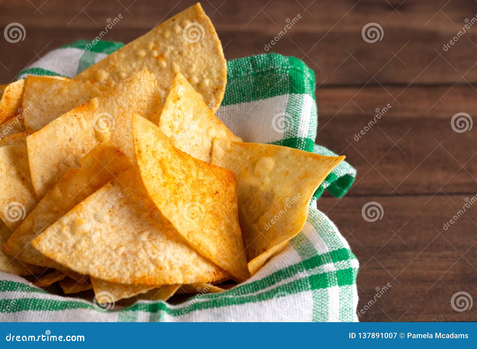 Tortilla Chips on a Wooden Table Stock Image - Image of seasoned, baked ...