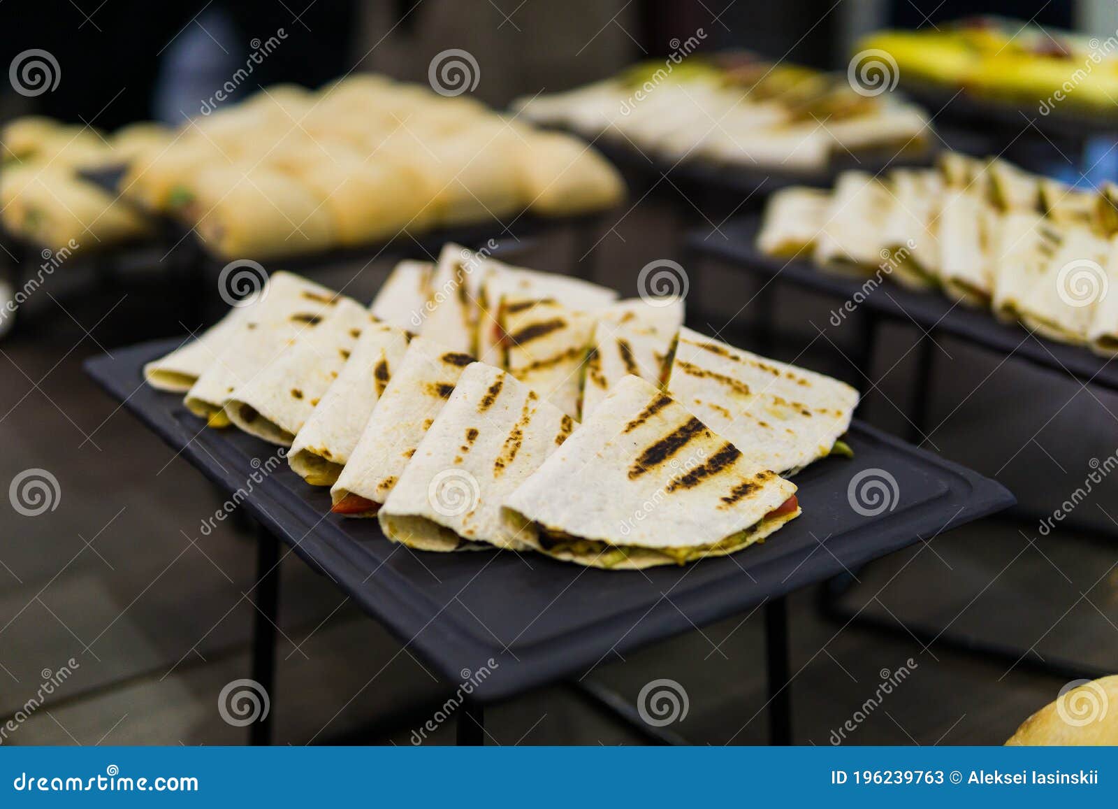 Tortilla with Filling on a Tray for Catering Stock Image - Image of ...