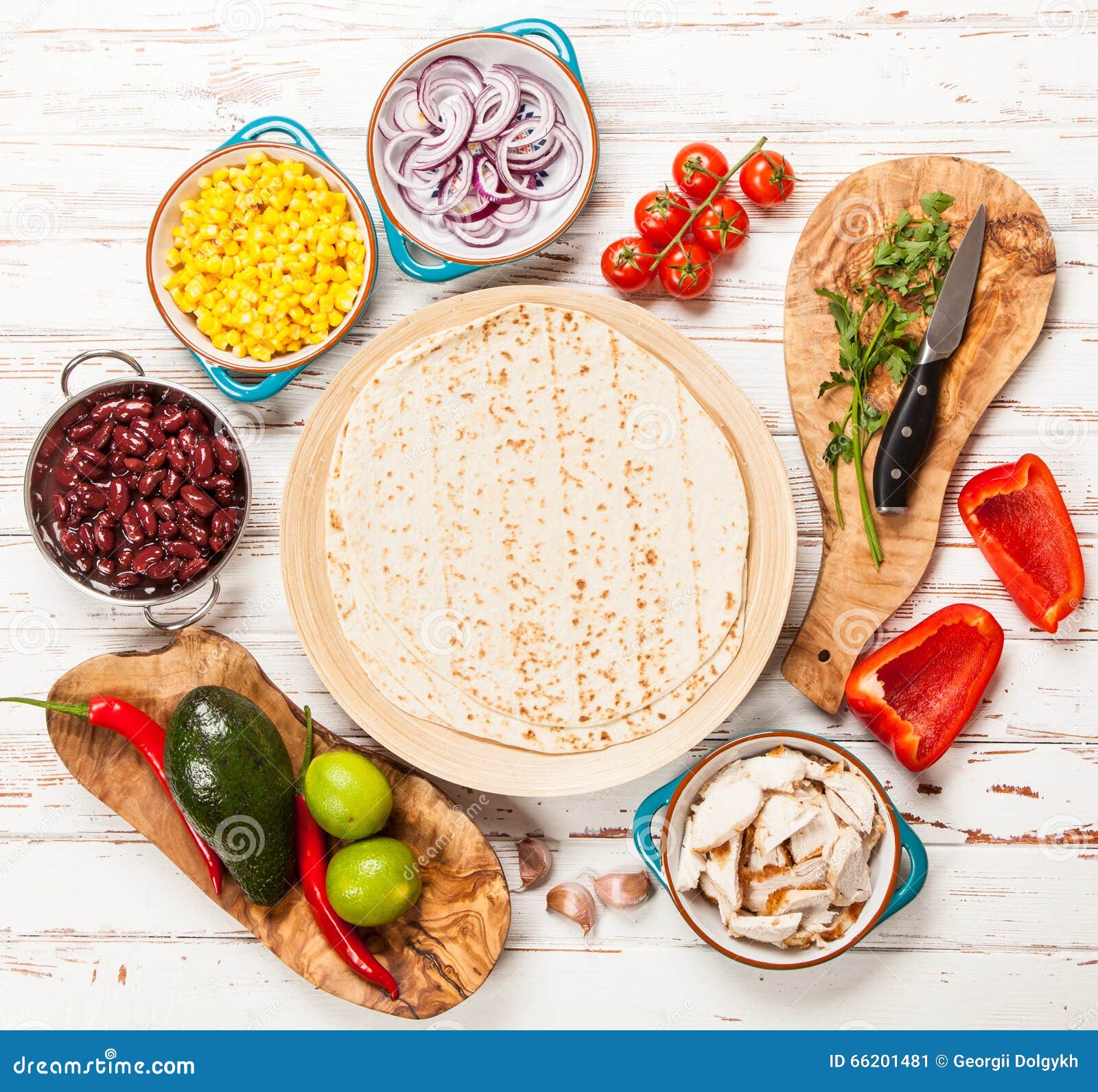 Tortilla with a Mix of Ingredients Stock Image - Image of bread, plate ...