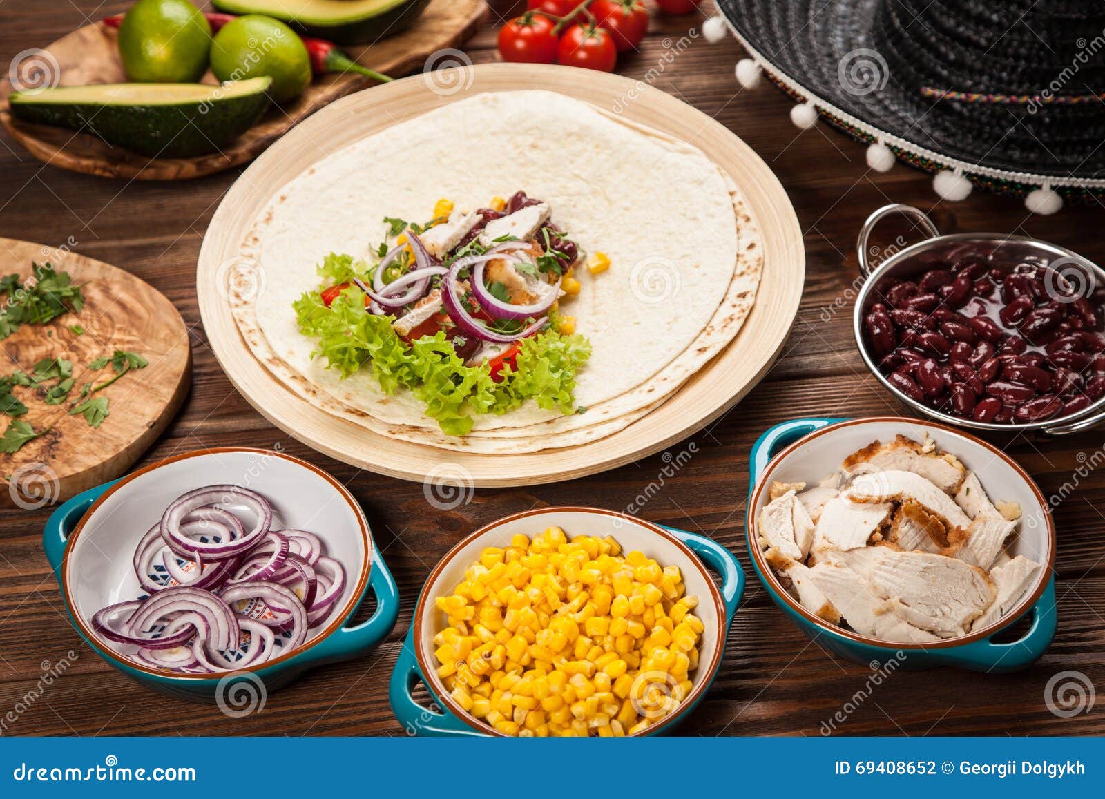 Tortilla with a Mix of Ingredients Stock Photo - Image of dinner ...