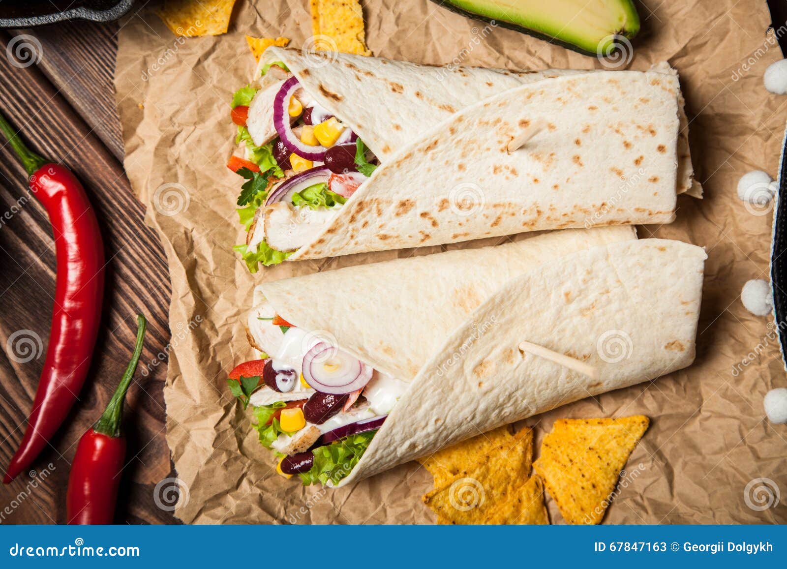 Tortilla with a Mix of Ingredients Stock Image - Image of fillet, meat ...