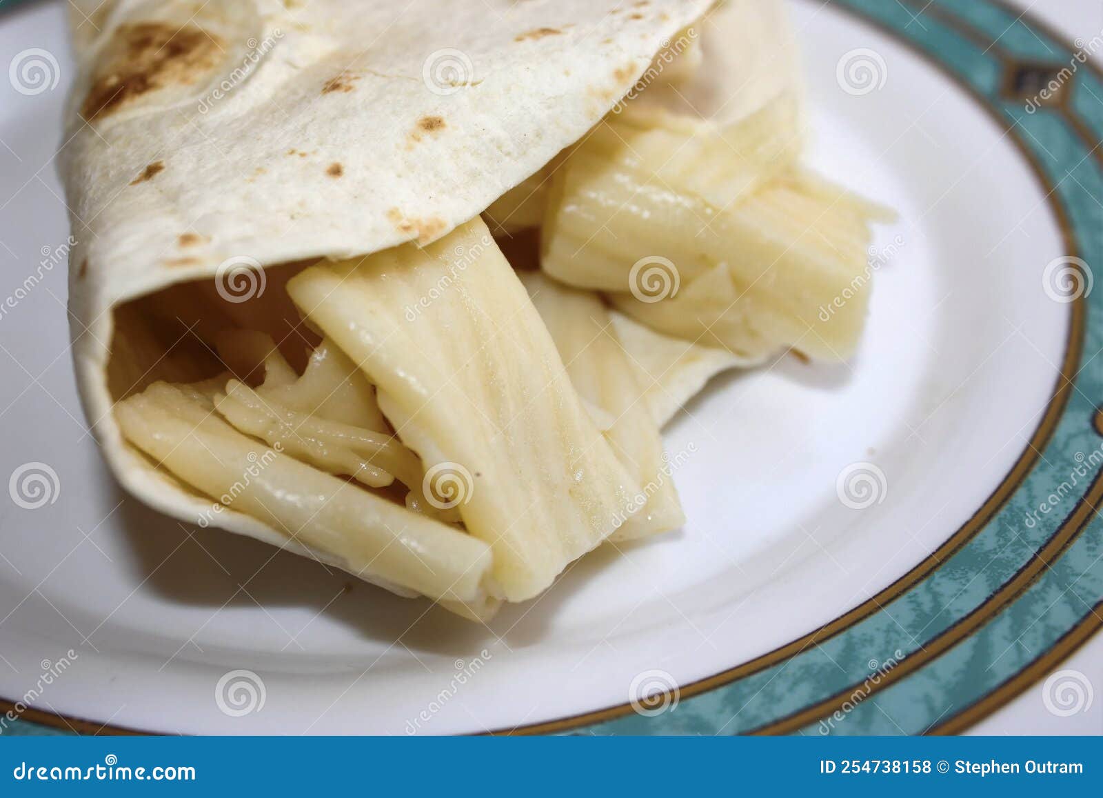 Tortilla Wrap with Rigatoni Pasta Stock Photo - Image of lunch ...