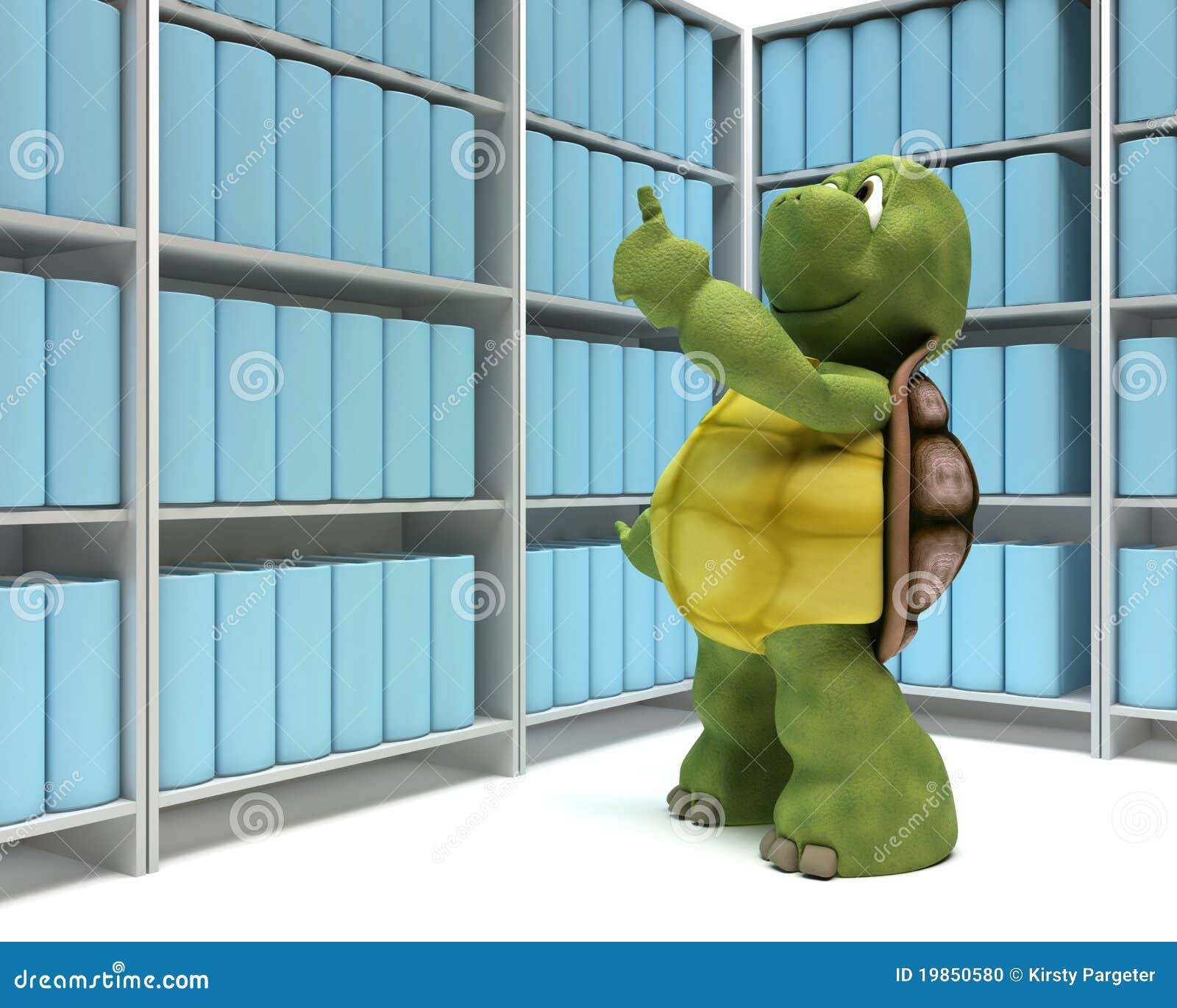 Tortoise with Books in Library Stock Illustration - Illustration of ...