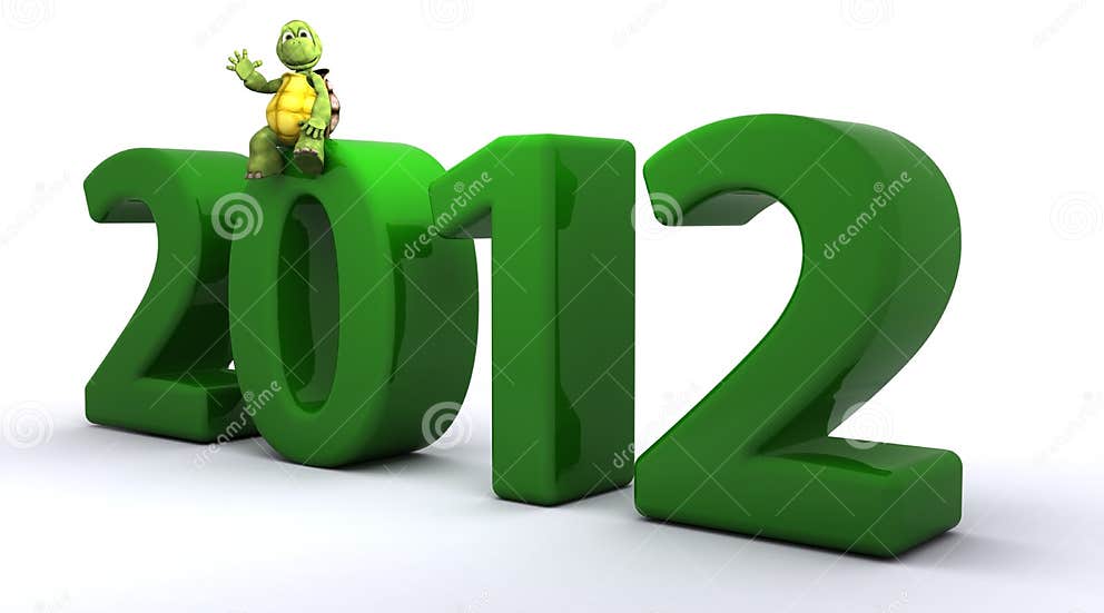 Tortoise Bringing the New Year in Stock Illustration - Illustration of ...