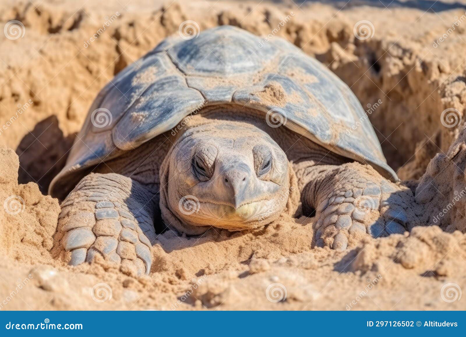 Tortoise Buried in Sand Preparing To Lay Eggs Stock Photo - Image of ...