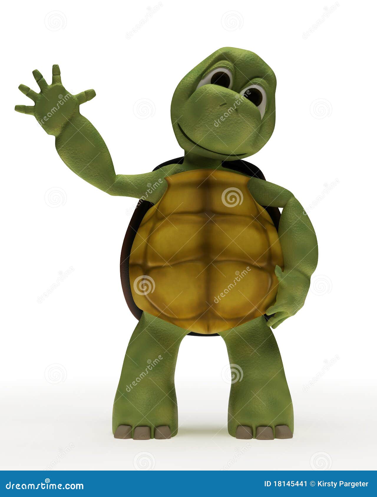 Tortoise Caricature Waving Stock Image | CartoonDealer.com #18145441