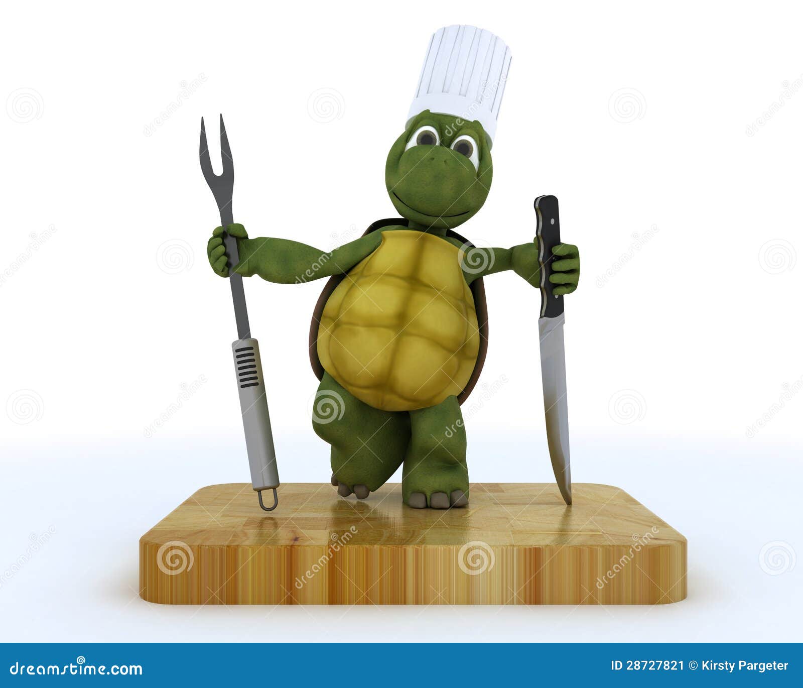 Tortoise Chef with Carving Knife and Fork Stock Illustration ...