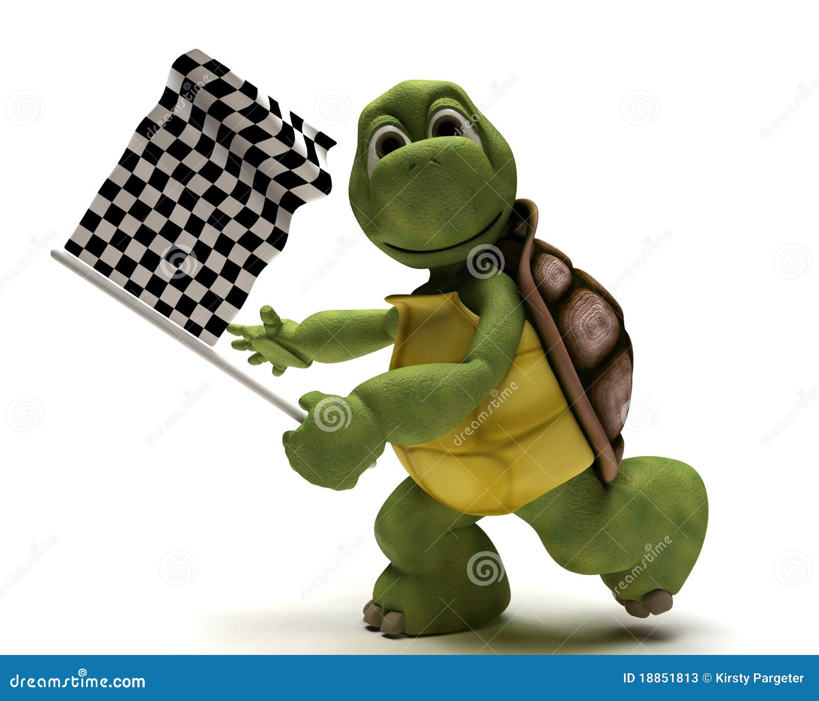 Tortoise with a Chequered Flag Stock Illustration - Illustration of ...