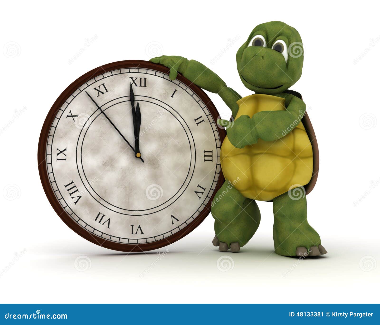Tortoise with a Clock at New Years Stock Illustration - Illustration of ...