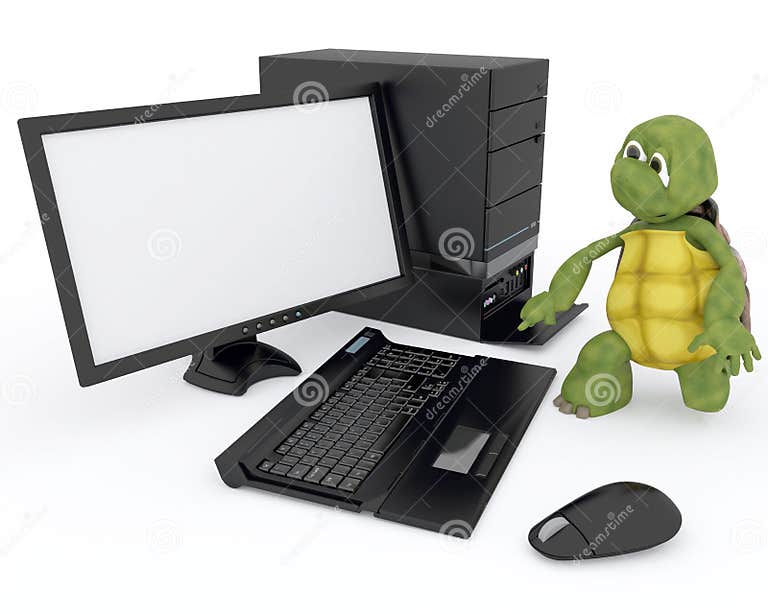 Tortoise with a computer stock illustration. Illustration of water ...