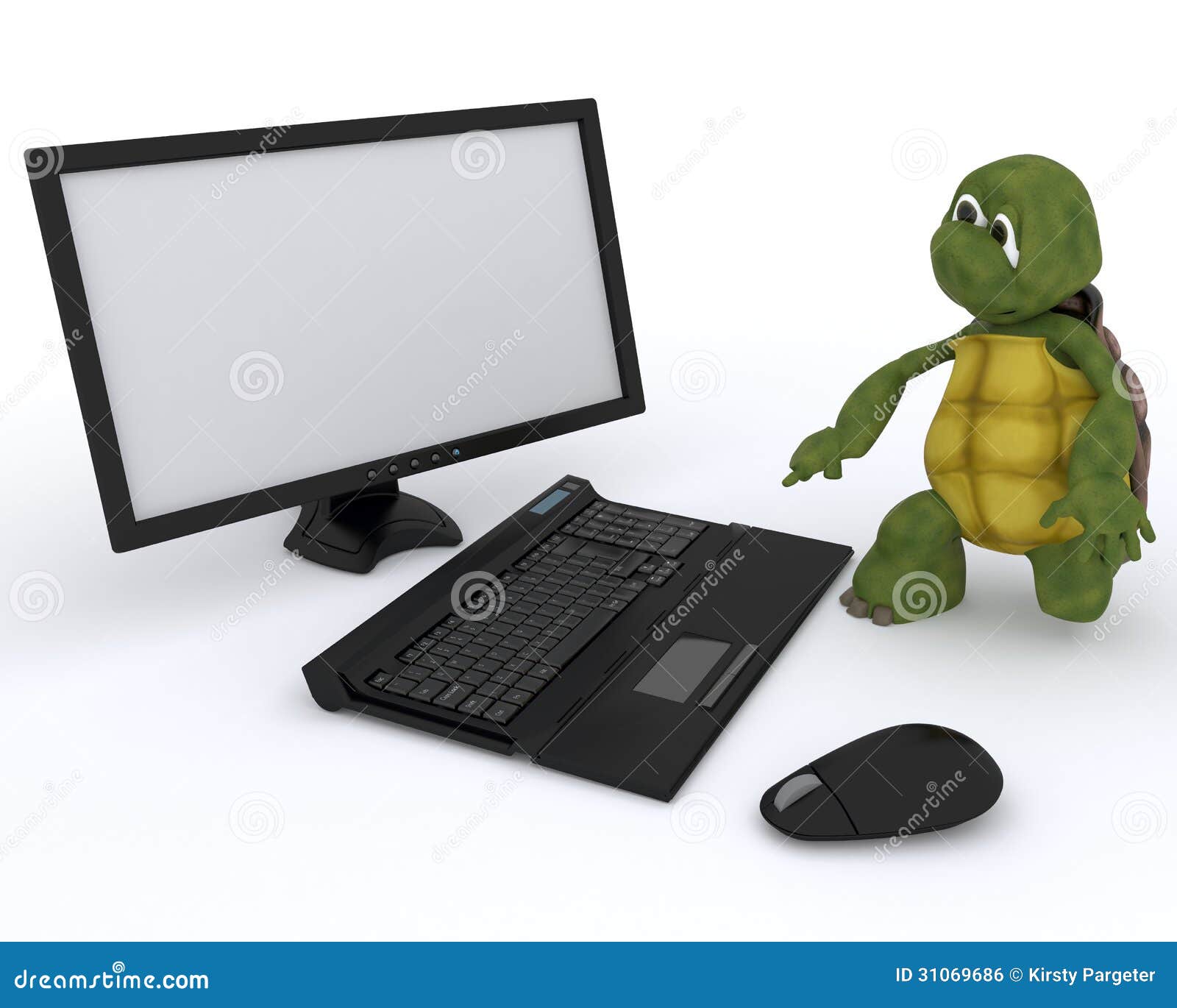 Tortoise with a computer stock illustration. Illustration of business ...