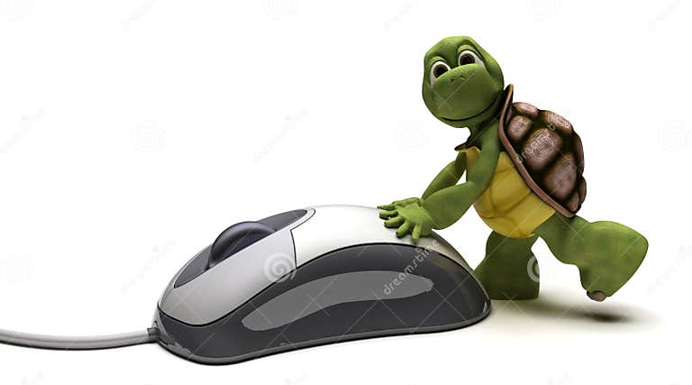 Tortoise with a Computer Mouse Stock Illustration - Illustration of ...
