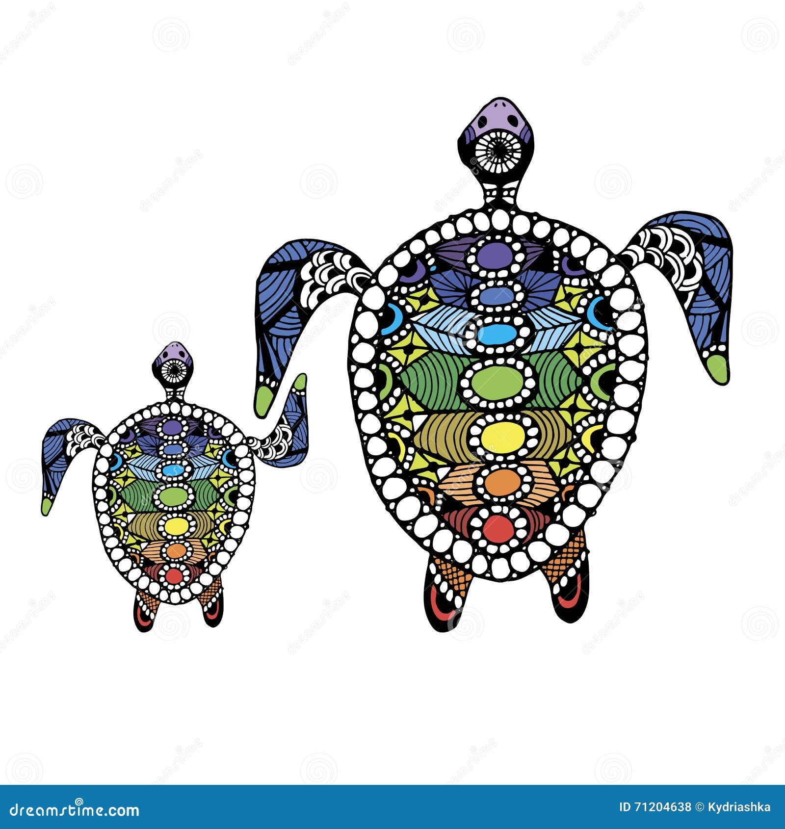 Tortoise Family, Zentangle for Your Design Stock Vector - Illustration of graphic, animal: 71204638