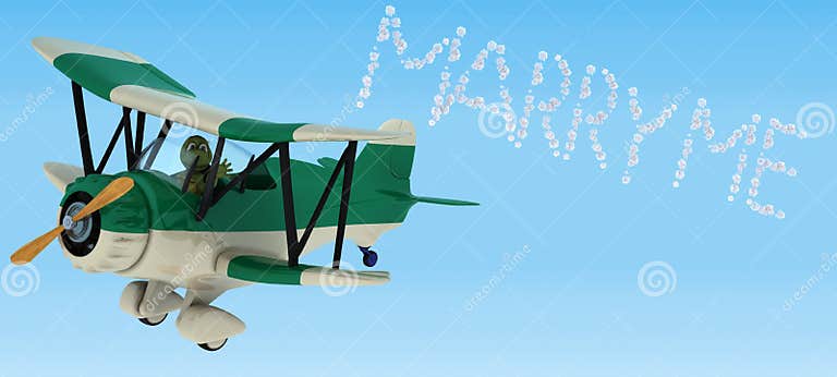 Tortoise Flying a Biplane Sky Writing Stock Illustration - Illustration ...