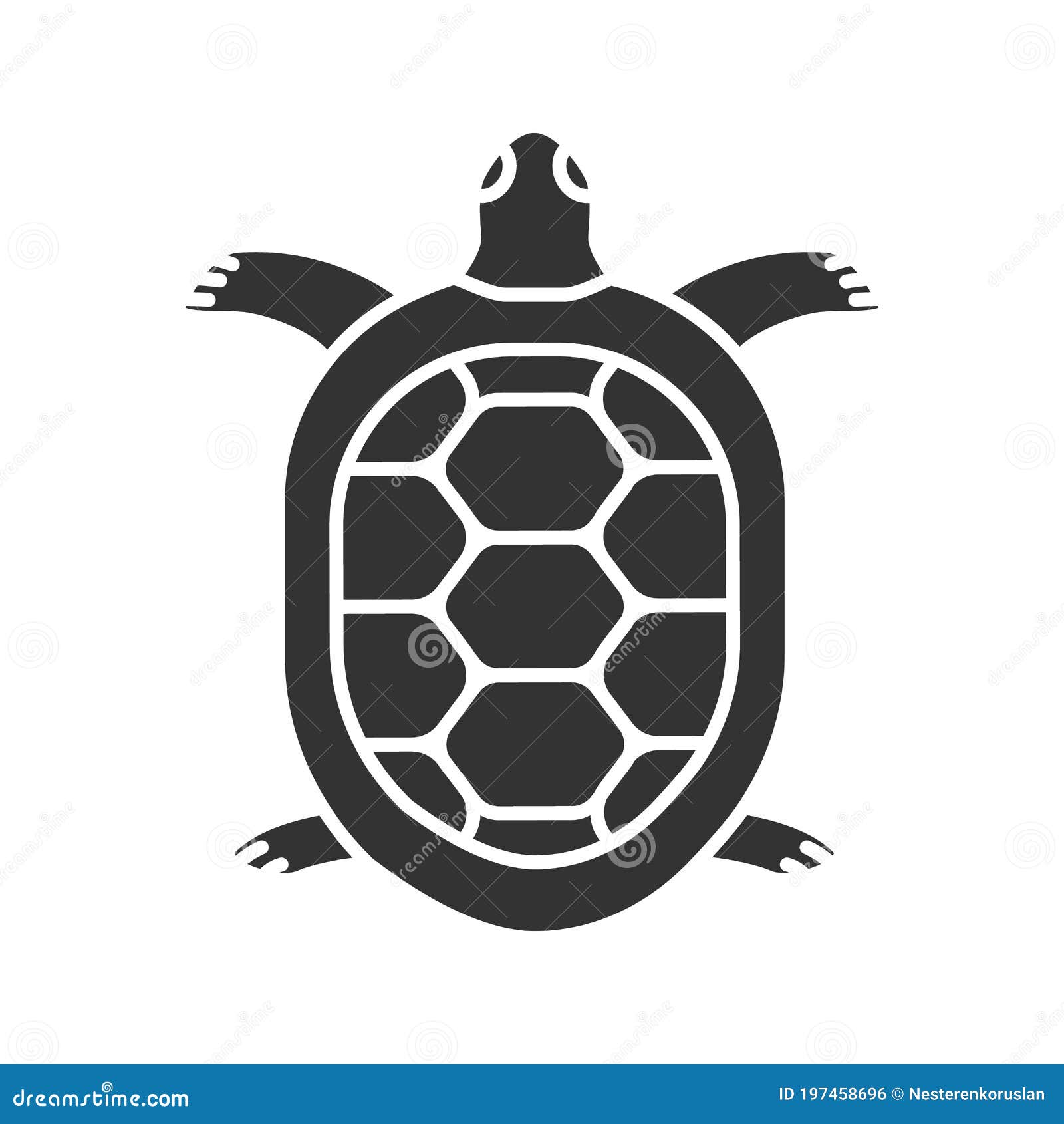 Tortoise glyph icon stock vector. Illustration of black - 197458696