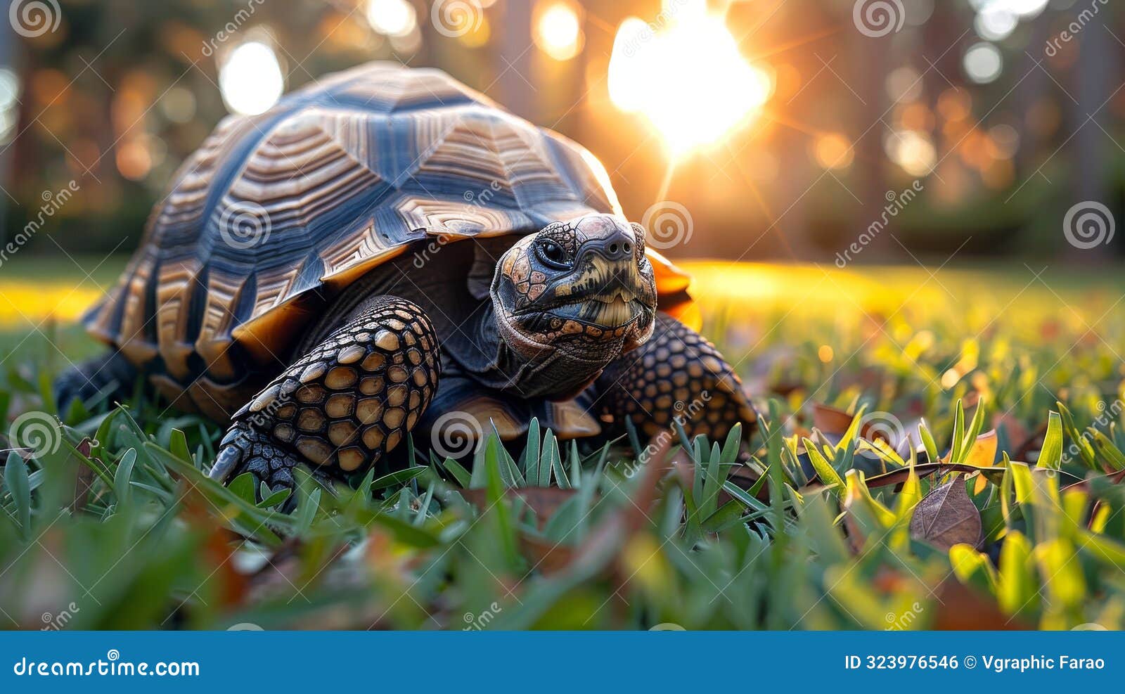 Tortoise on Grass during Sunset, Nature and Outdoors Concept Stock ...