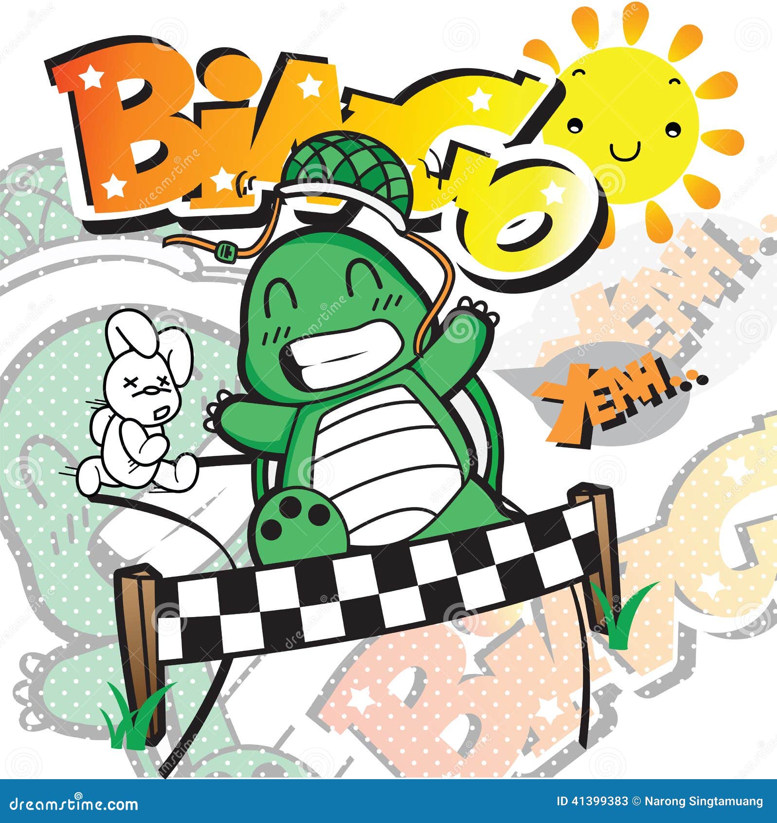 Set Of Tortoise And The Hare,Turtle And Rabbit Racing Together To Win ...