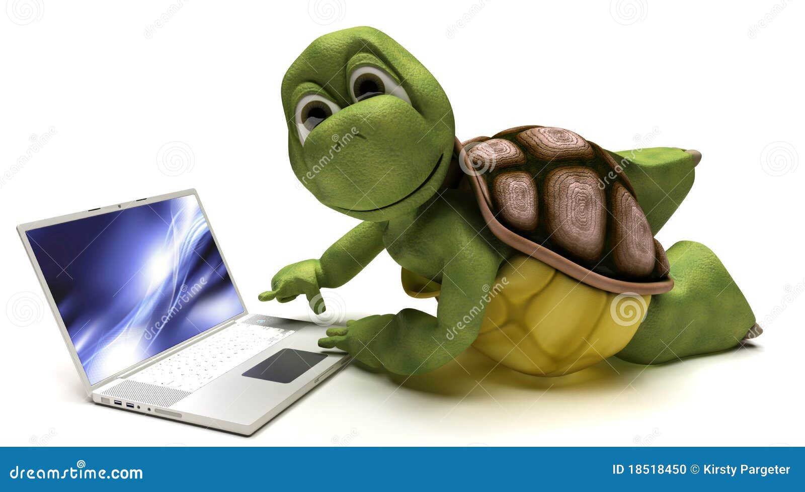 Tortoise on a Laptop Computer Stock Illustration - Illustration of ...