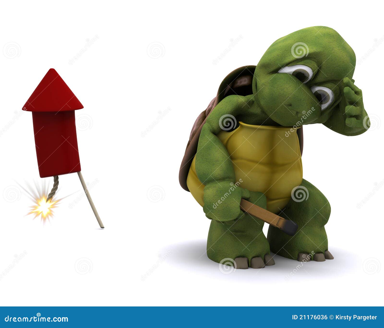 Tortoise Lighting a Firework Stock Illustration - Illustration of ...