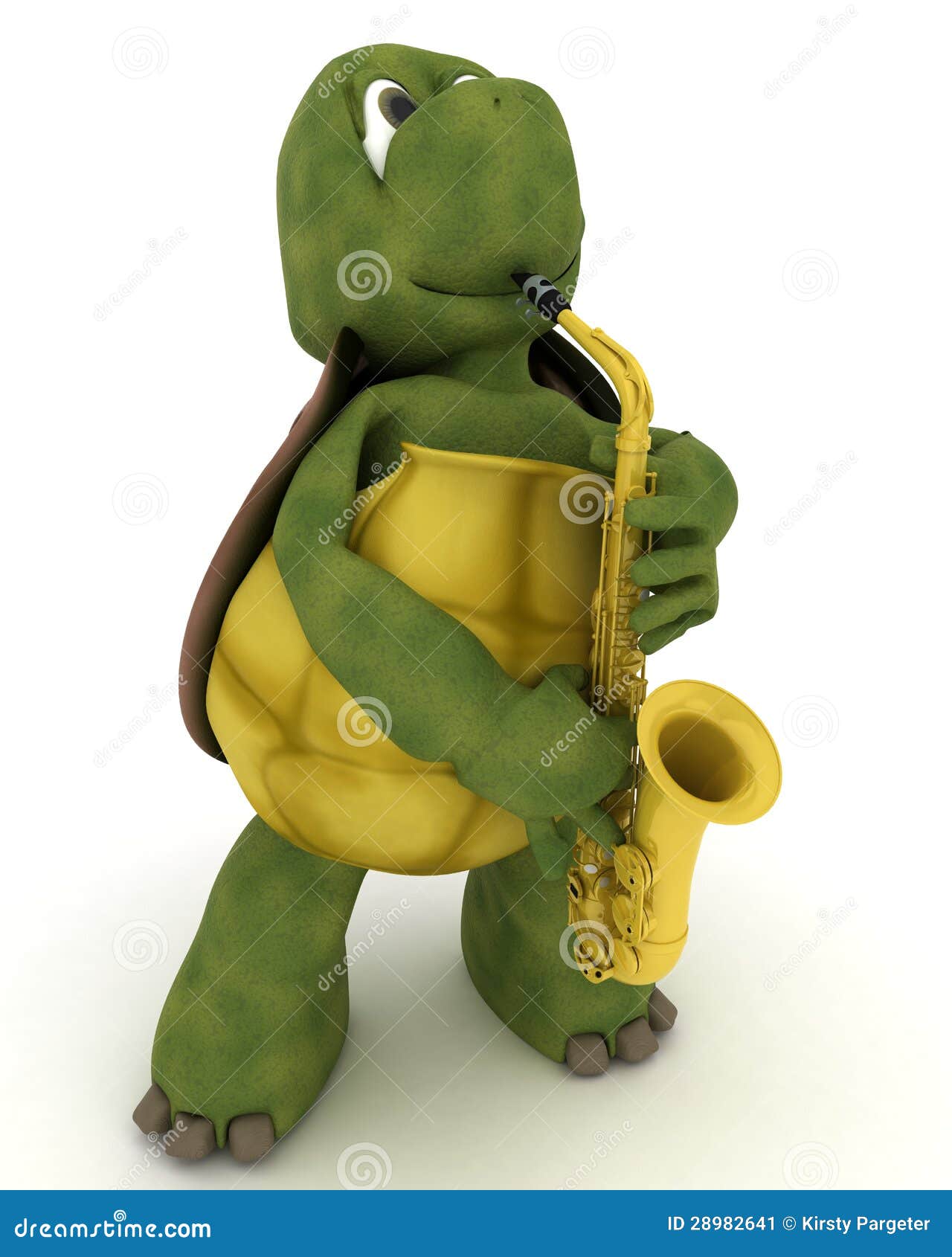 Tortoise Playing the Saxophone Stock Illustration - Illustration of ...