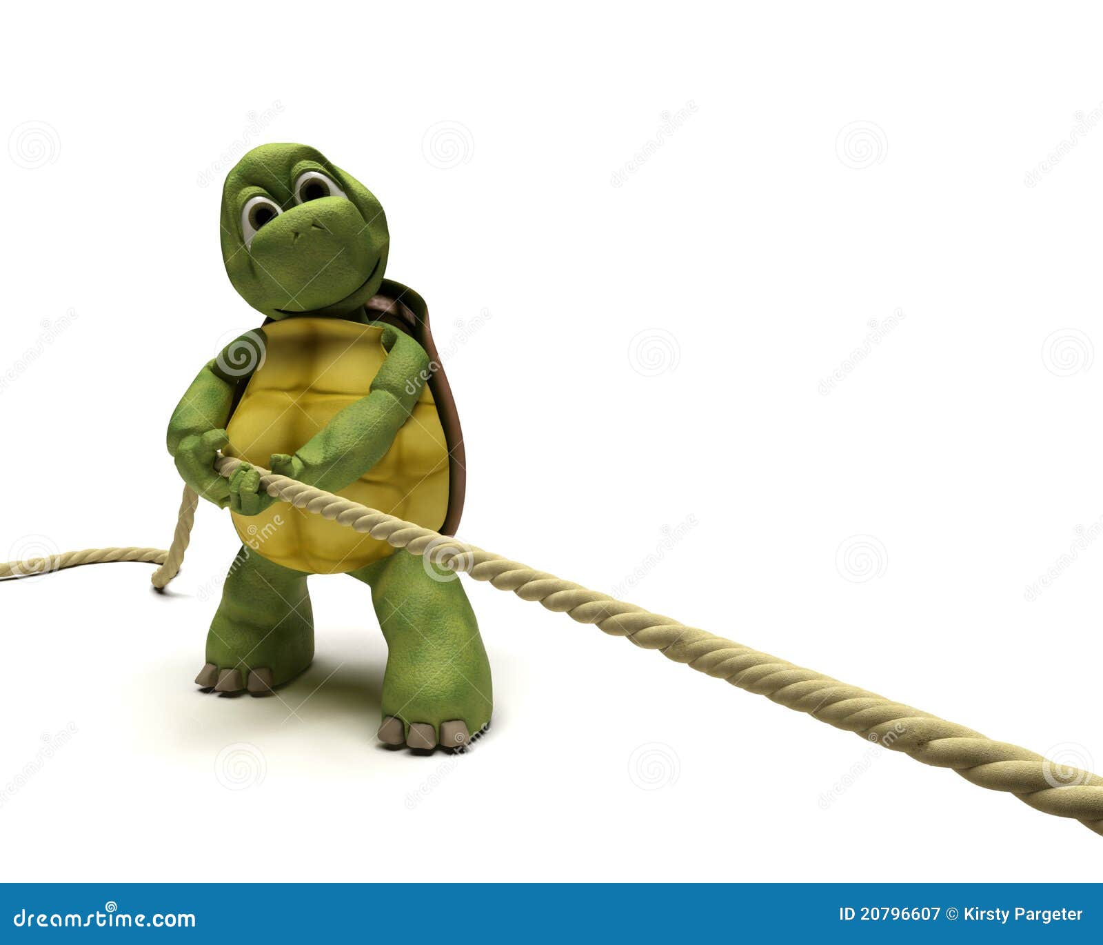 Tortoise pulling on a rope stock illustration. Illustration of turtle ...