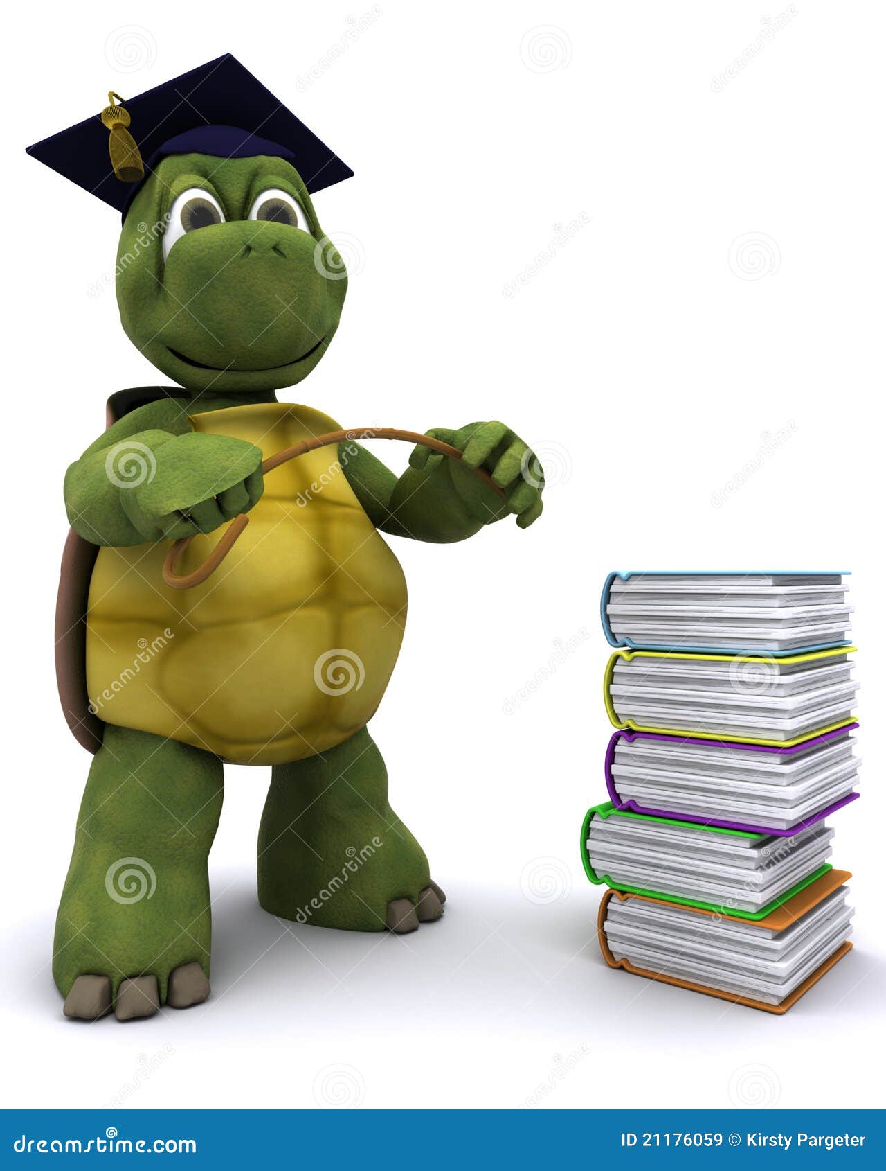 Tortoise Teacher with a Stack of Books Stock Illustration ...