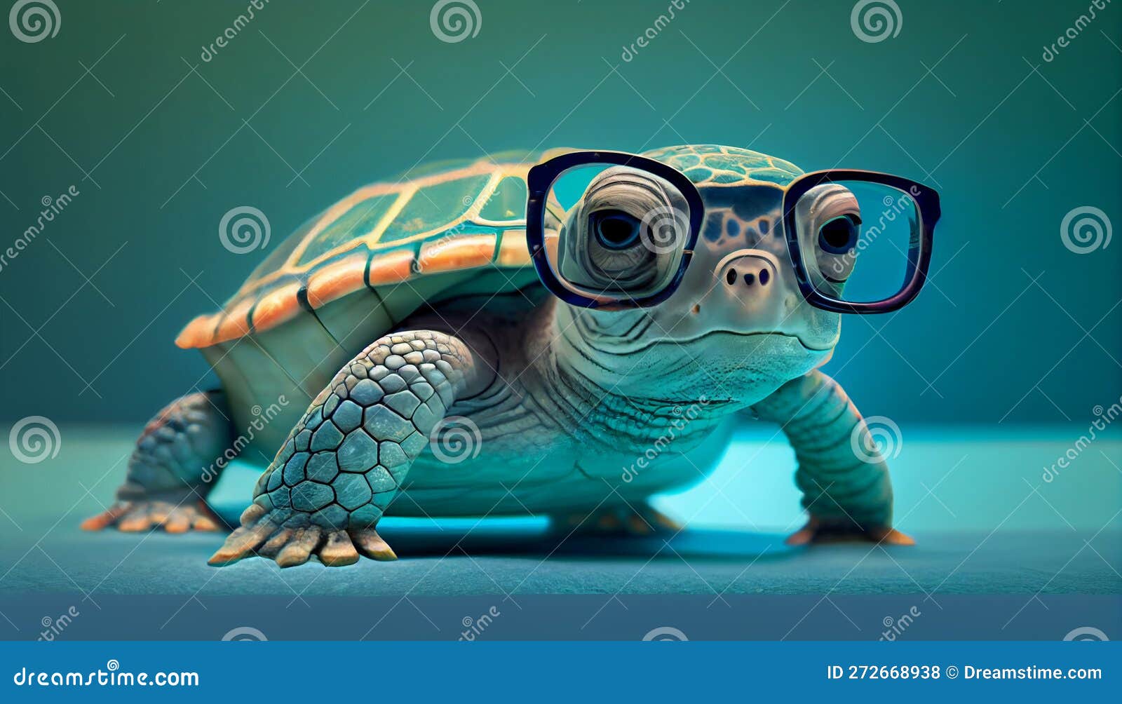 Tortoise Wearing Glasses. Generative Ai Stock Illustration ...