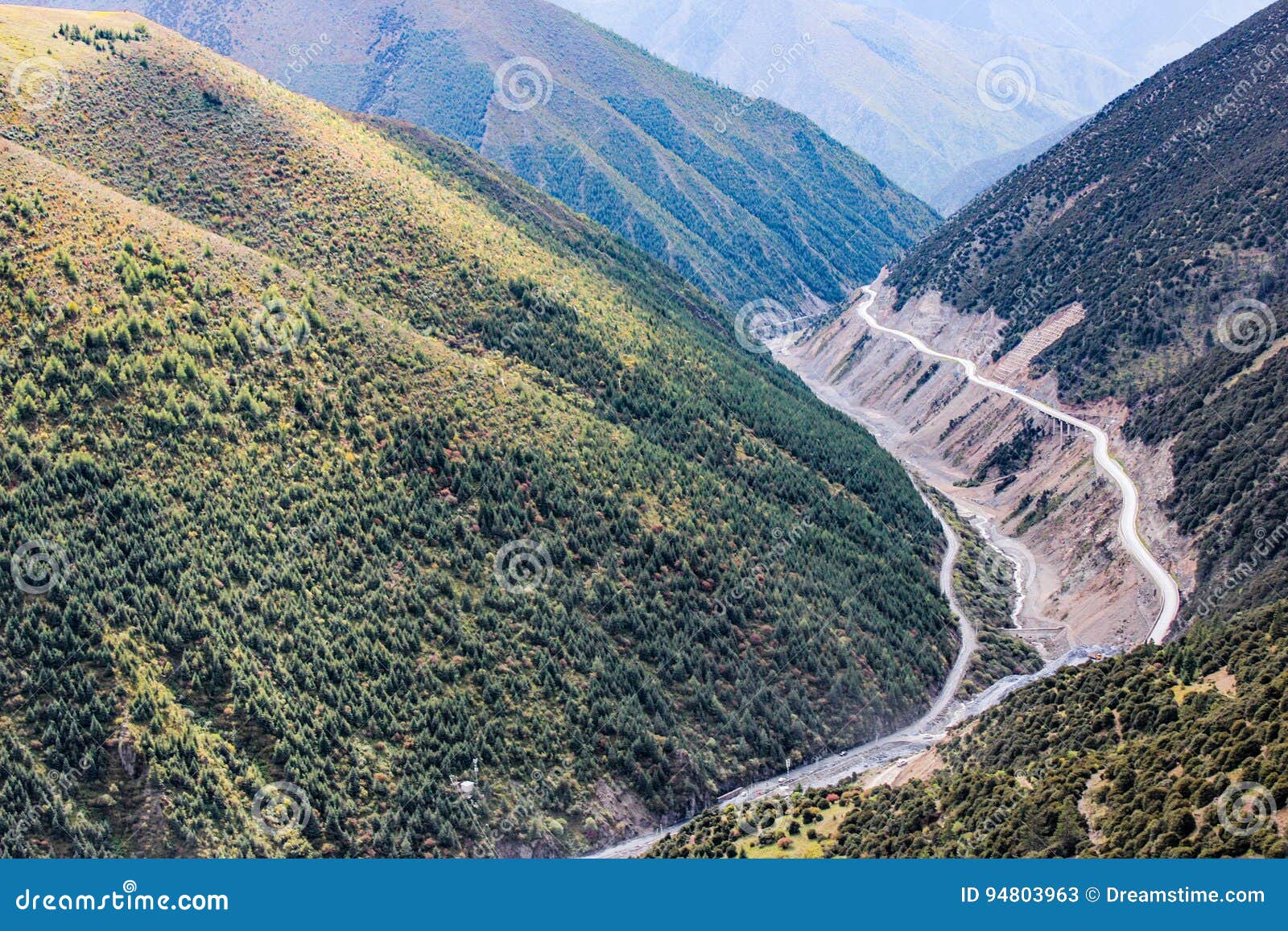 Tortuous Mountain Road in the Green Valley Stock Image - Image of curve ...