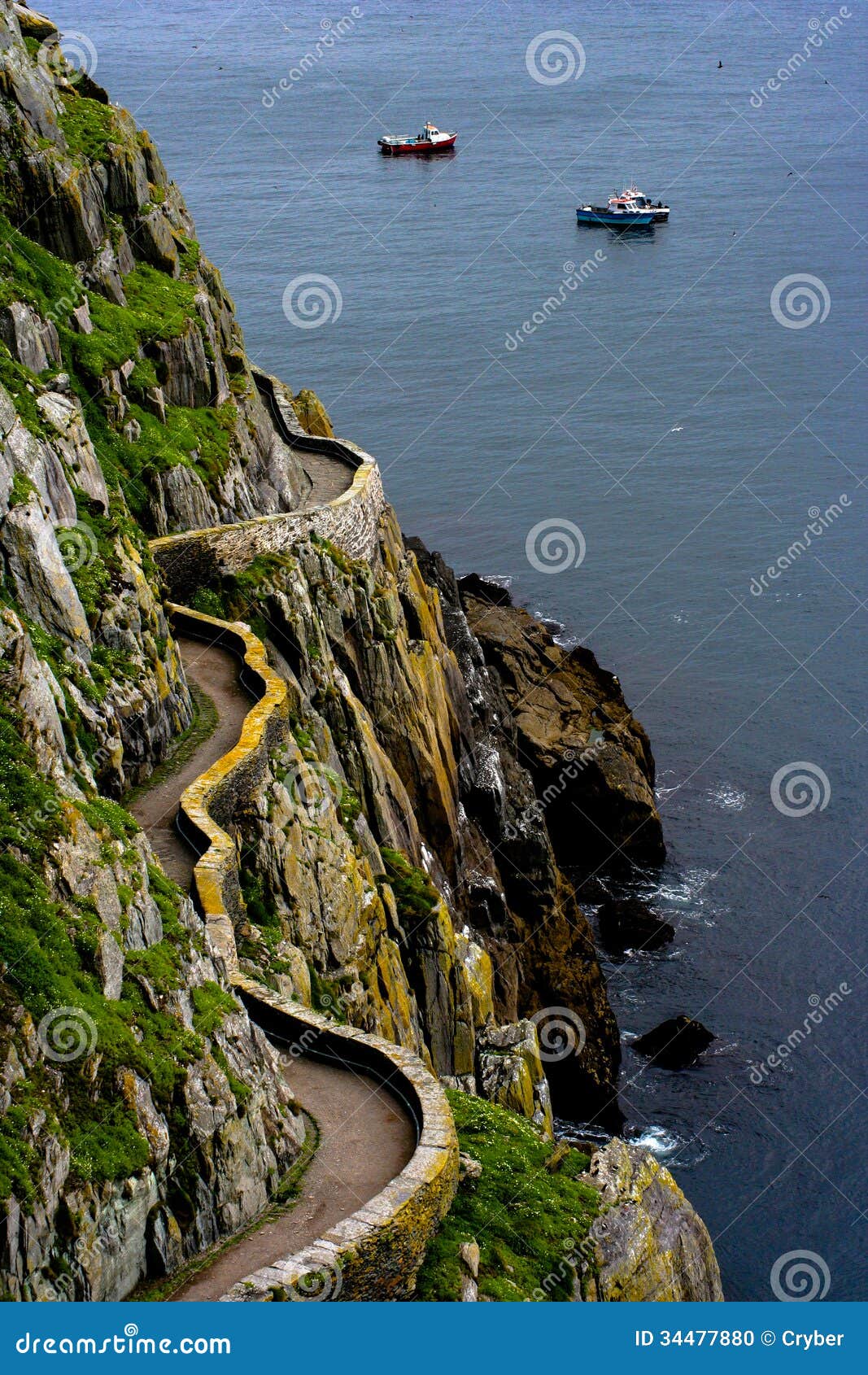 Tortuous Path on Skellig Island Stock Photo - Image of curvy, nature ...