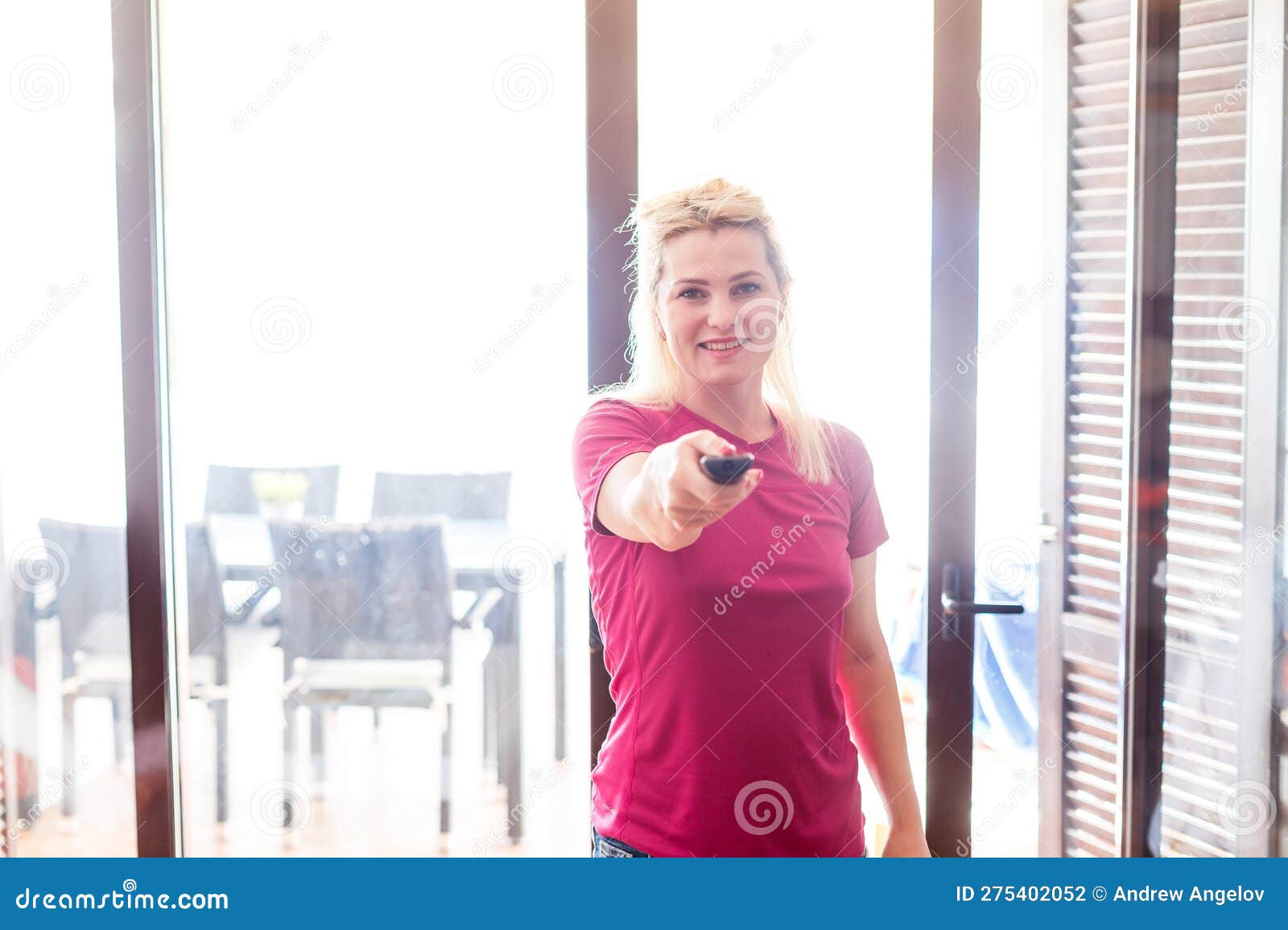 Tortured Woman with Remote Control Stock Photo - Image of channel, girl ...