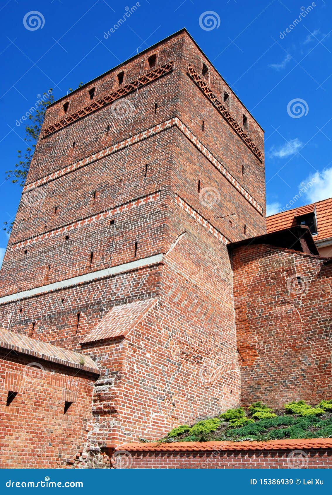 Torun, Poland: Leaning Tower Medieval Defense Wall Stock Image - Image ...