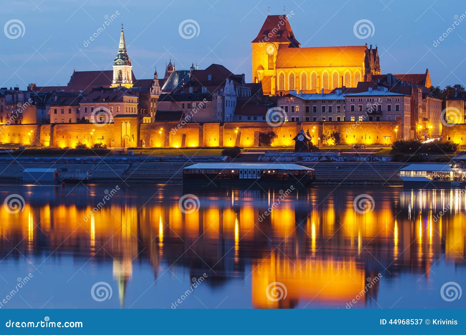 Torun (Poland) at night stock image. Image of architecture - 44968537