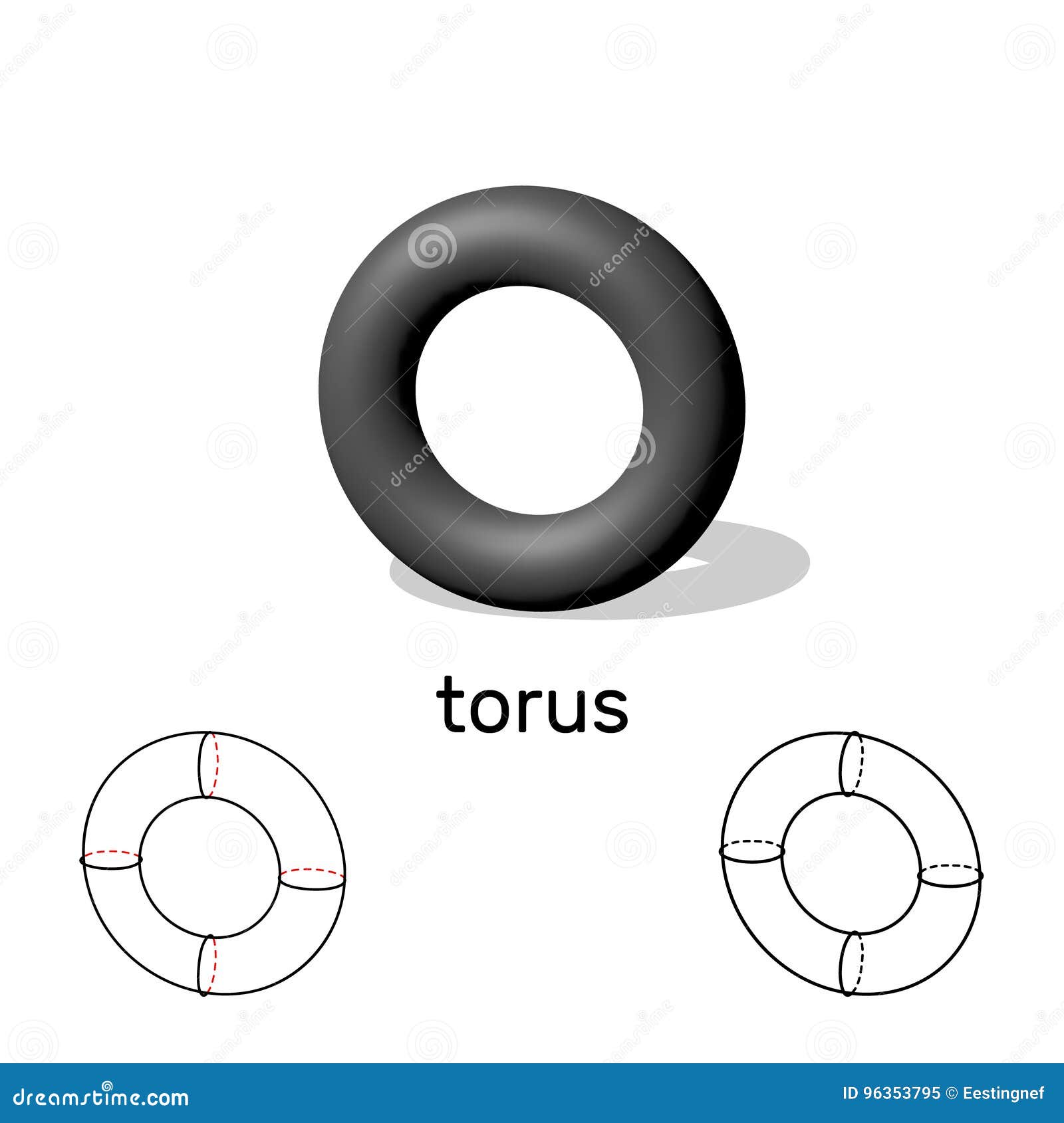 Torus. Geometric Shape. on White Background. Vector Ill Stock Vector ...
