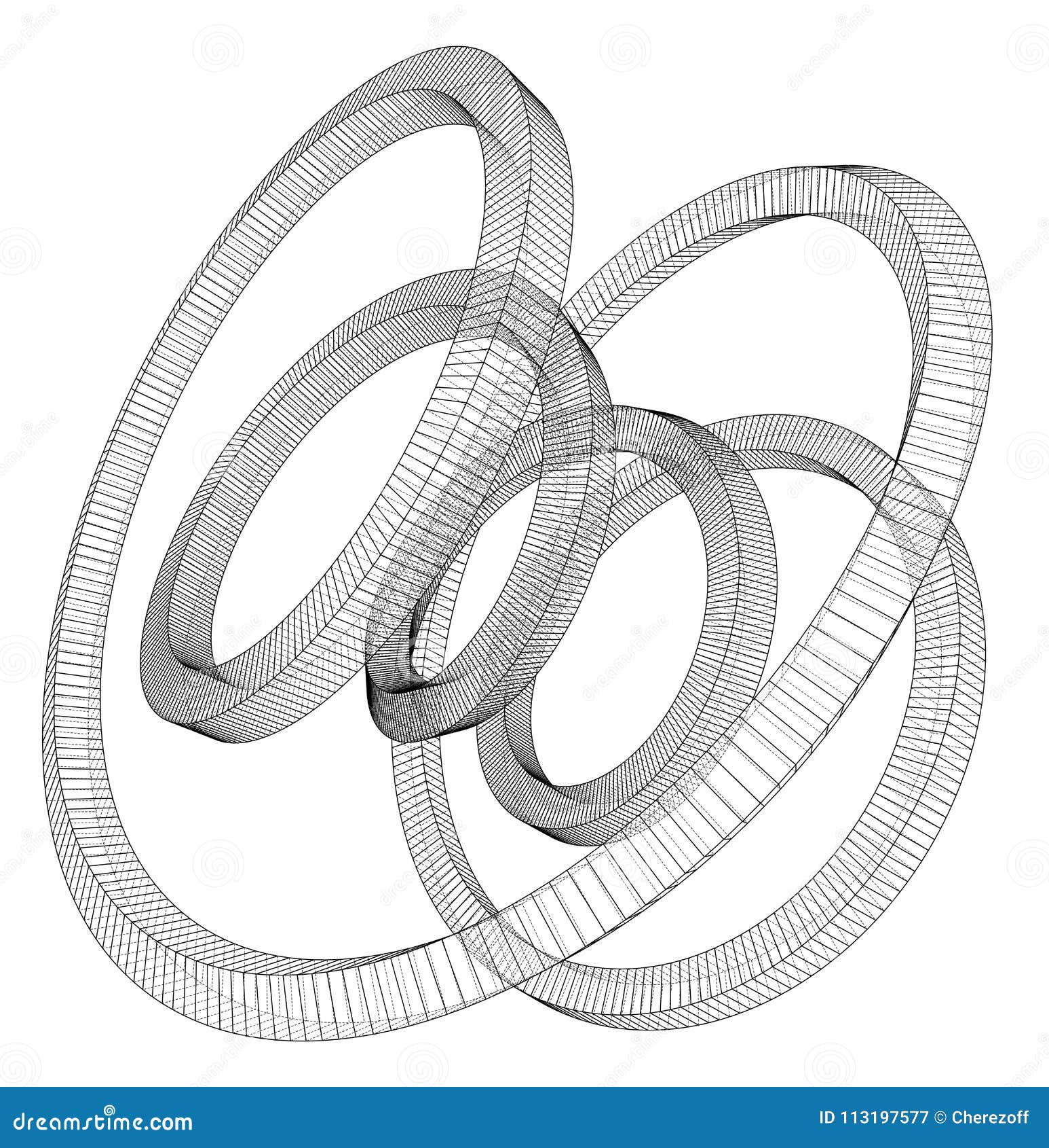 Torus Outline. Vector Rendering of 3d Stock Vector - Illustration of ...