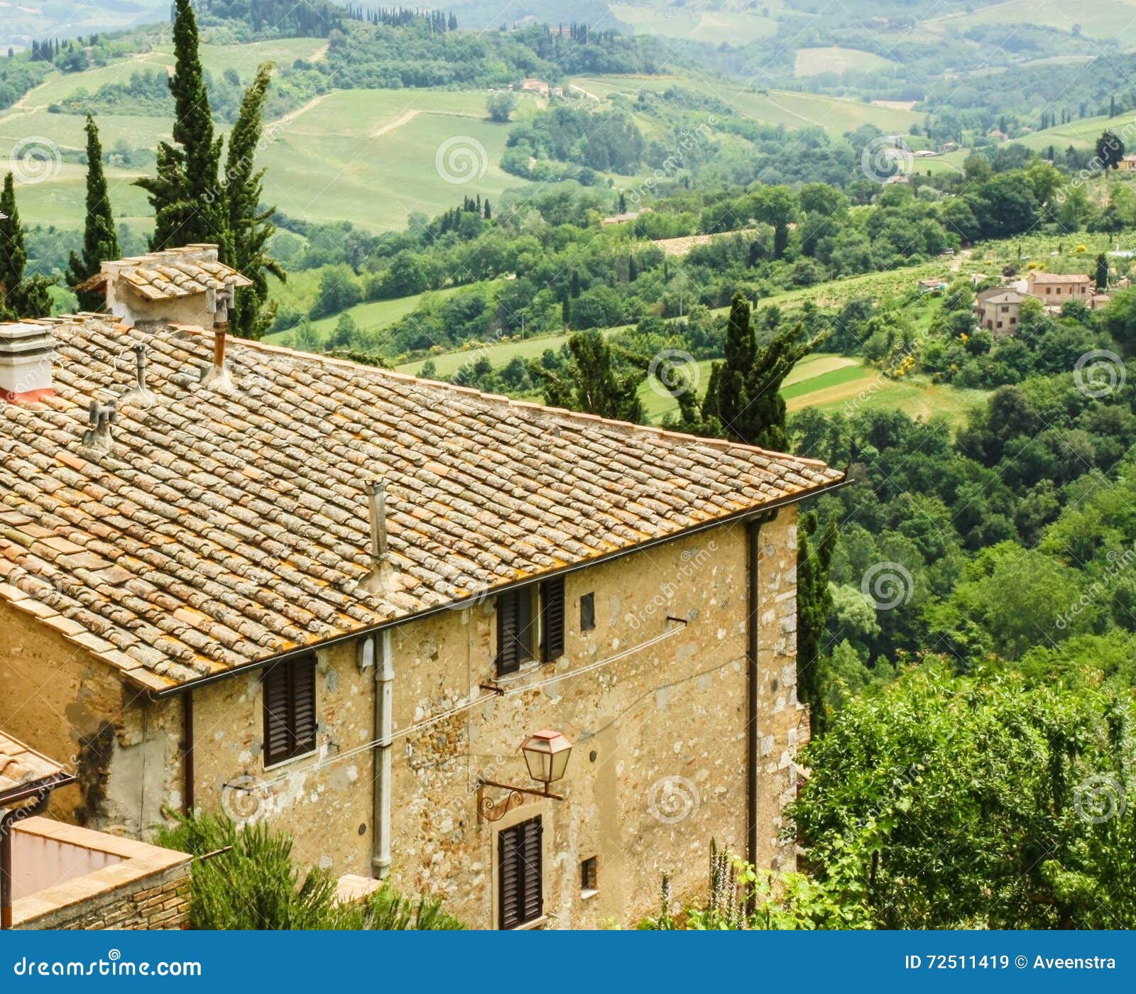 Tuscan House in a Italian Hill Side Landscape Stock Image - Image of ...