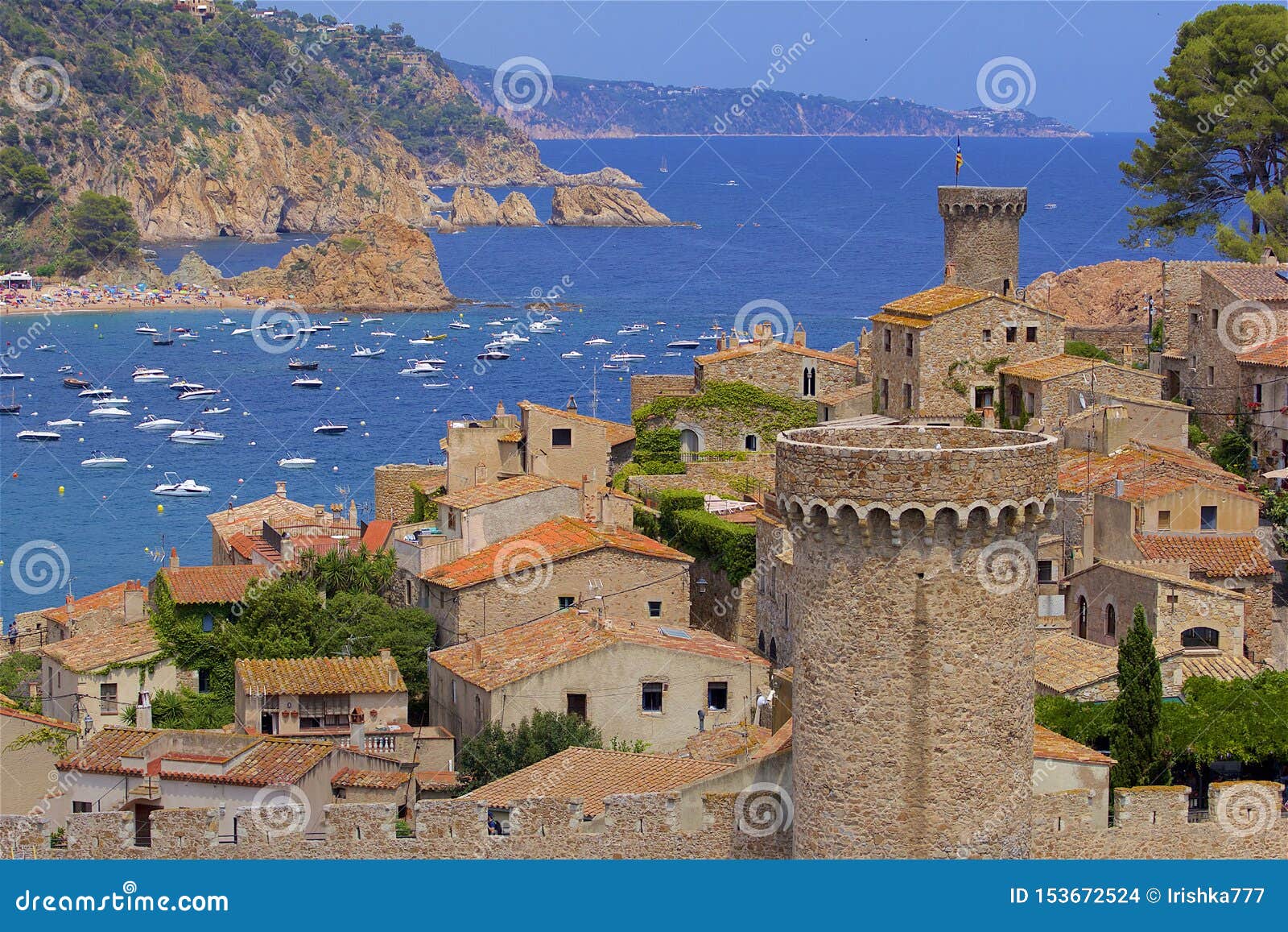 Tossa de Mar, Spain editorial stock image. Image of coastal - 153672524
