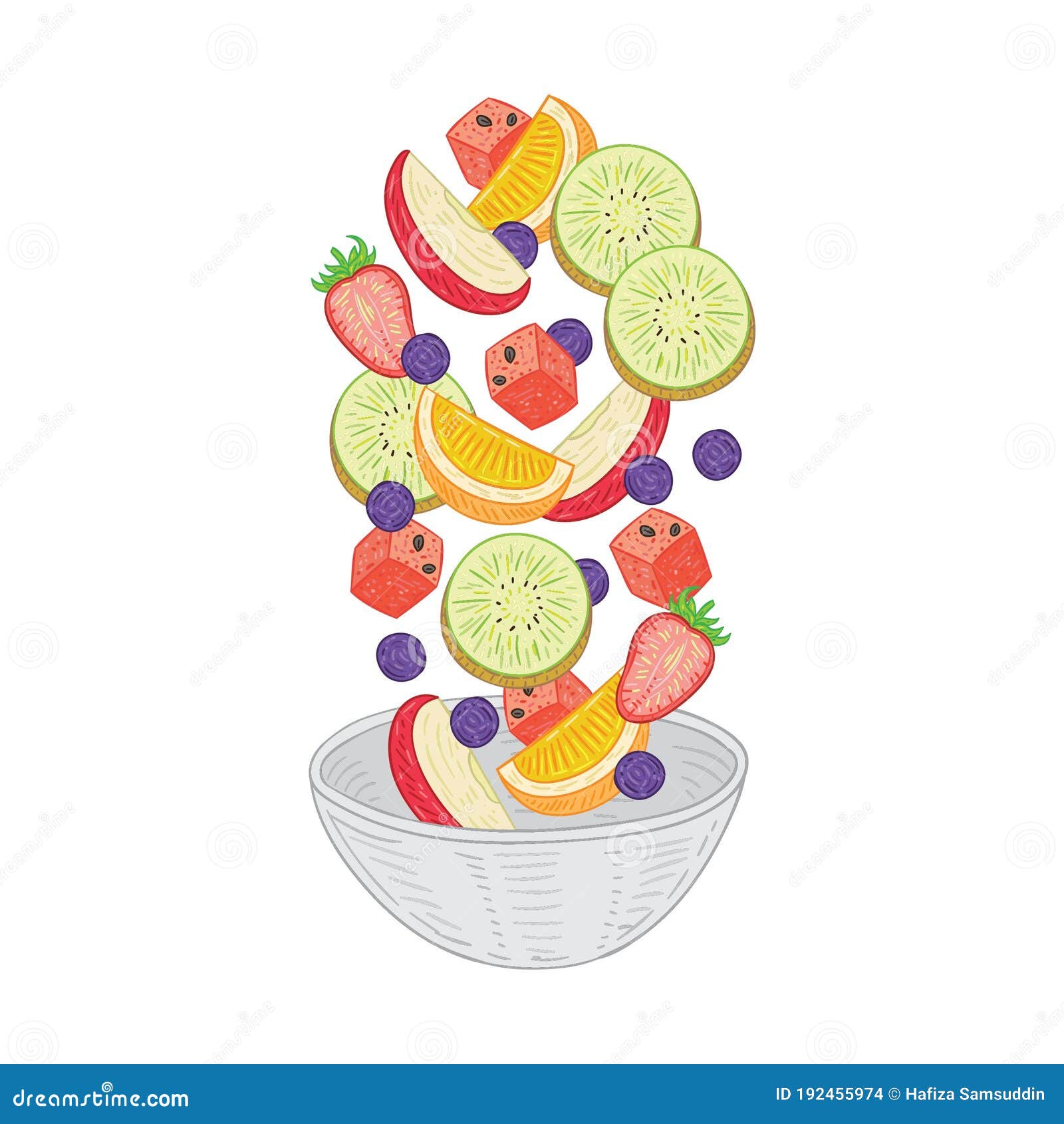 Tossed Fruit Salad. Vector Illustration Decorative Design Stock Vector ...